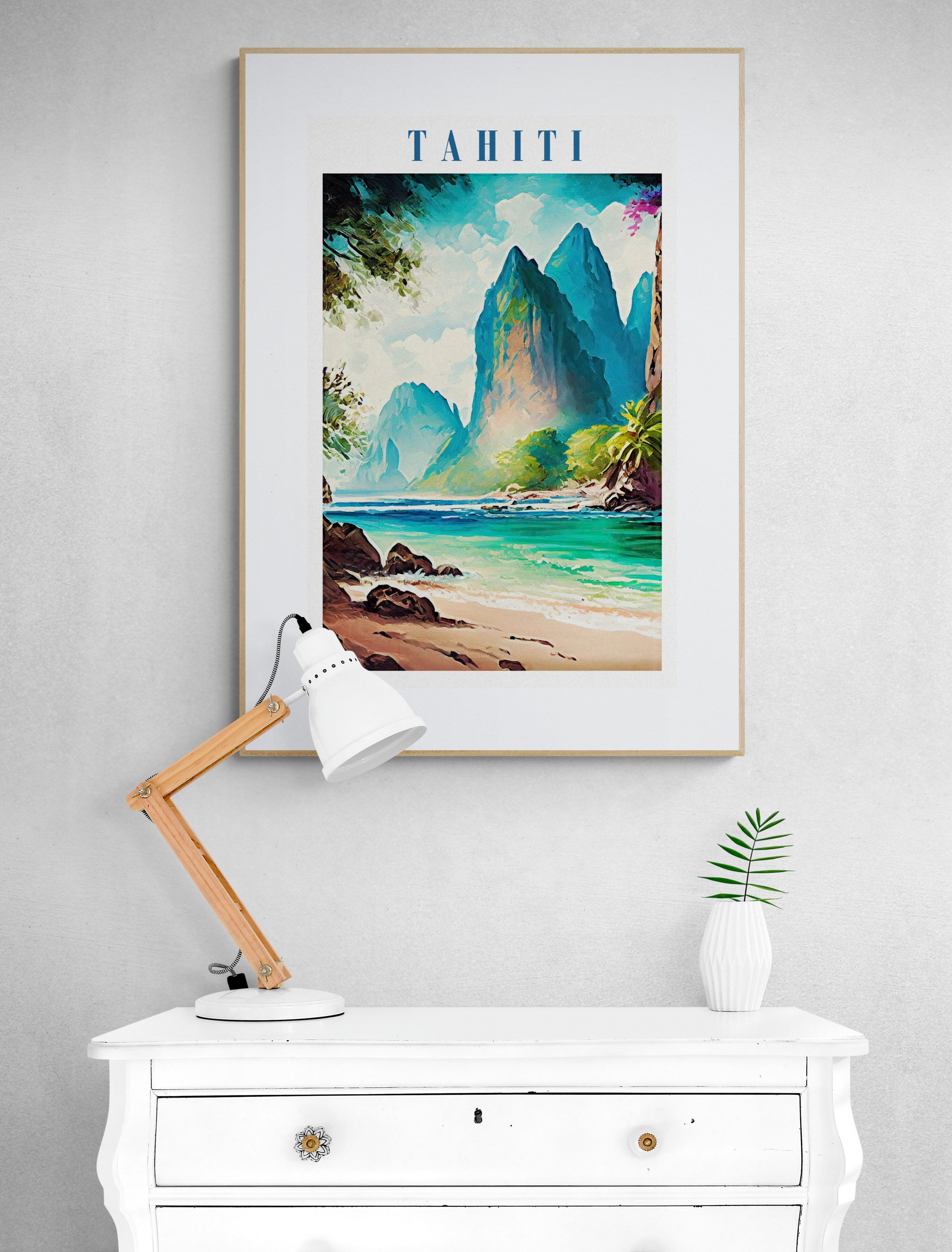 Digital Download Tahiti Poster Art Print Tropical Wall Decor Travel ...
