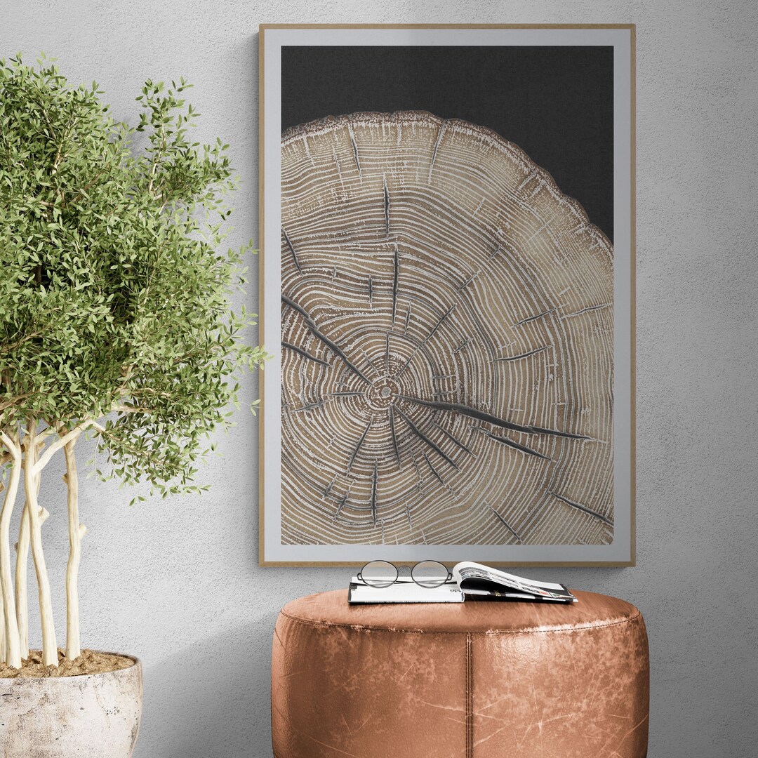 Beige Tree Ring Print Abstract Art Print Modern Neutral Abstract Tree ...