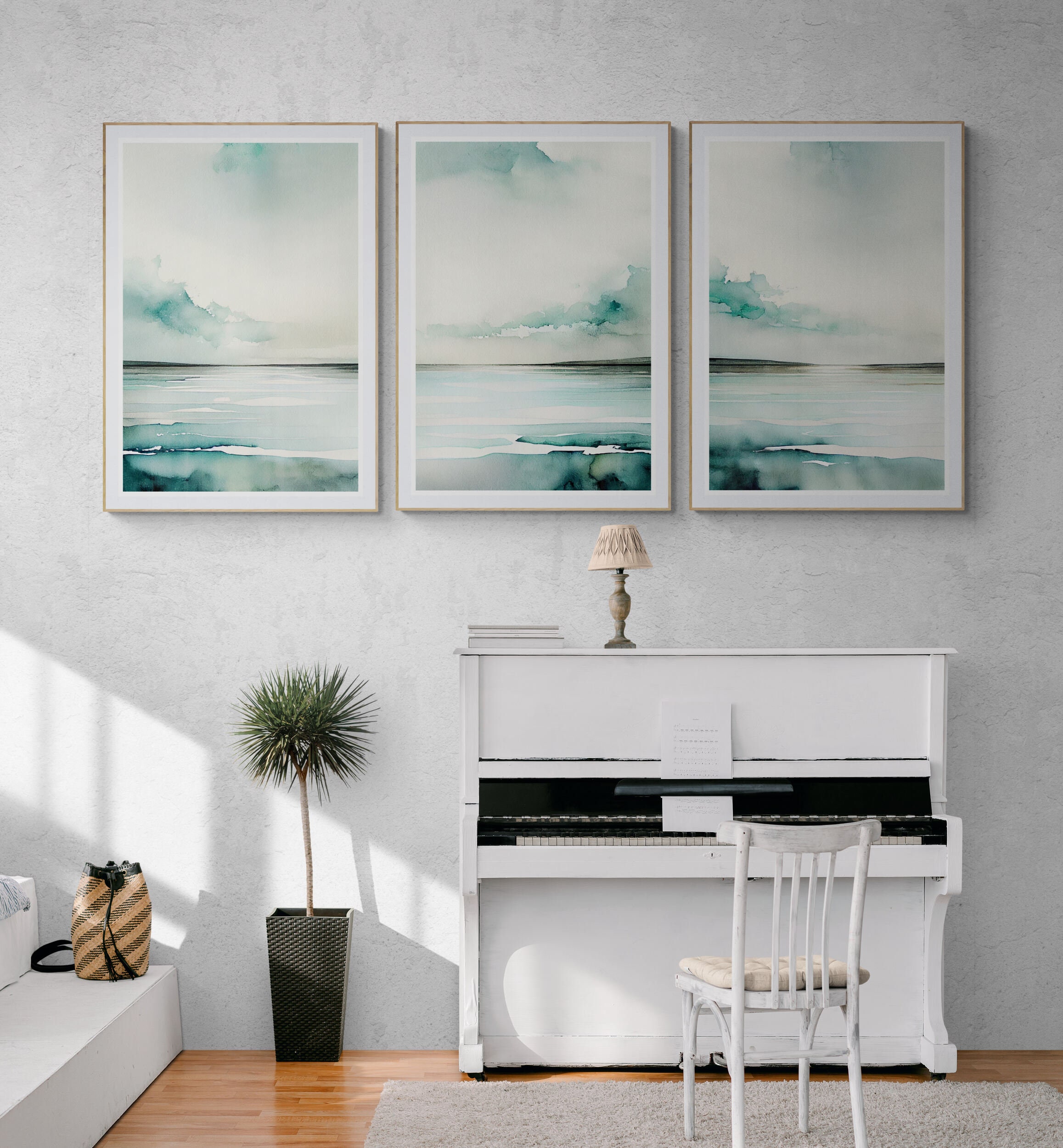 Ocean Triptych Wall Art Beach Prints Set of 3 Minimalist Ocean - Etsy