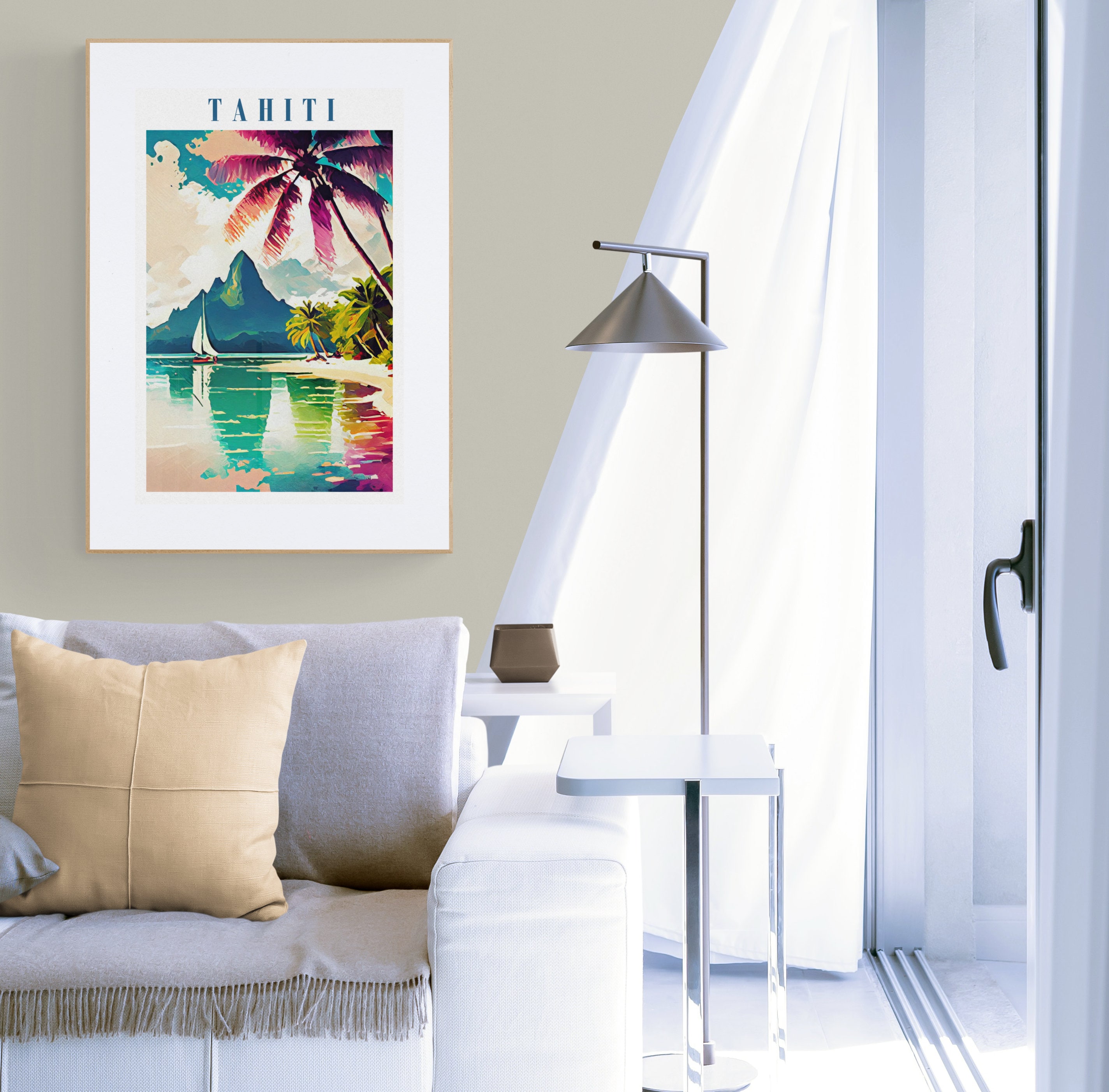 Digital Download Tahiti Poster Art Print Tropical Wall Decor Travel ...
