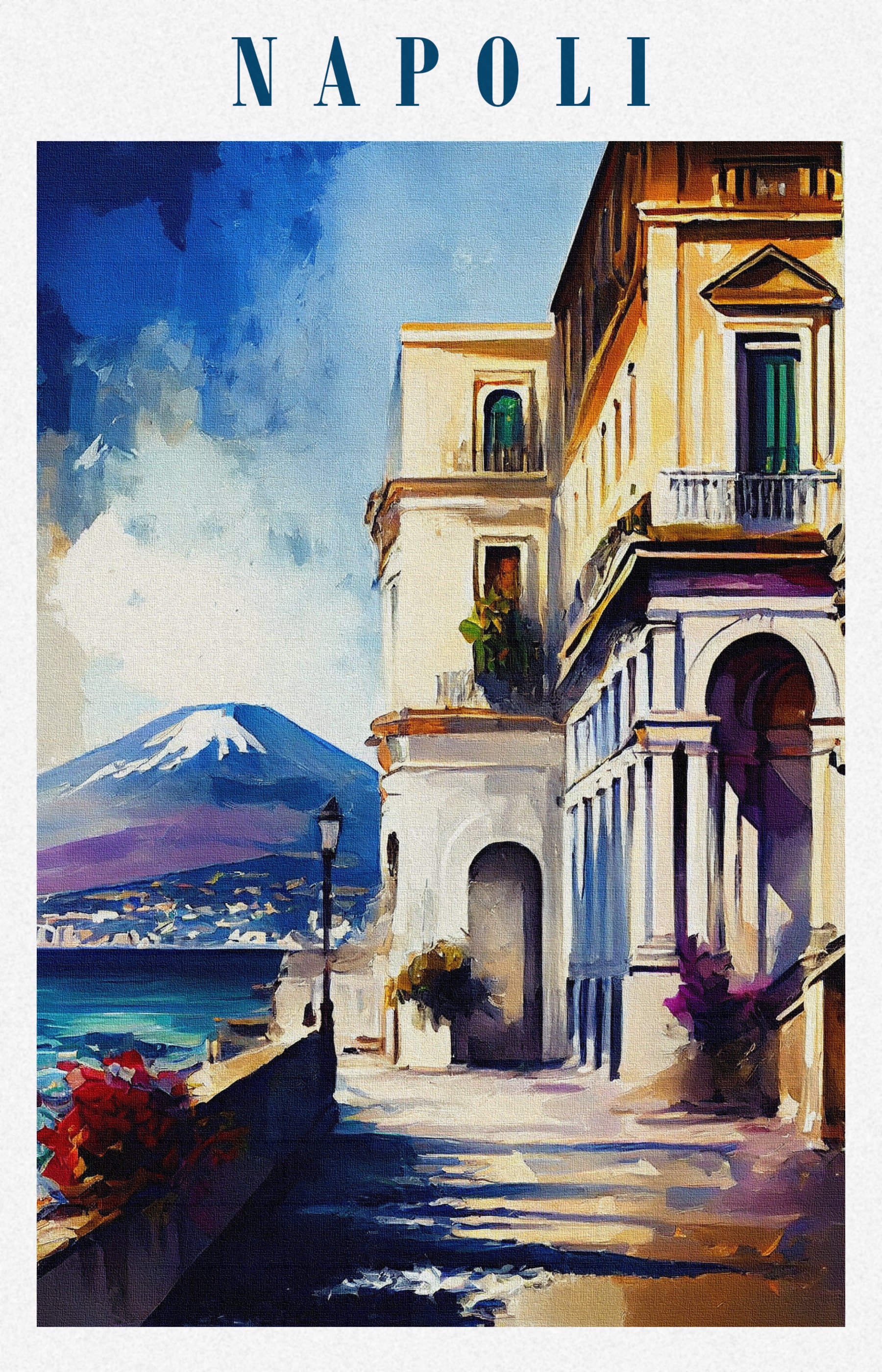 Napoli Vintage Cityscape Printable Art Travel Poster Italy Wall Decor ...