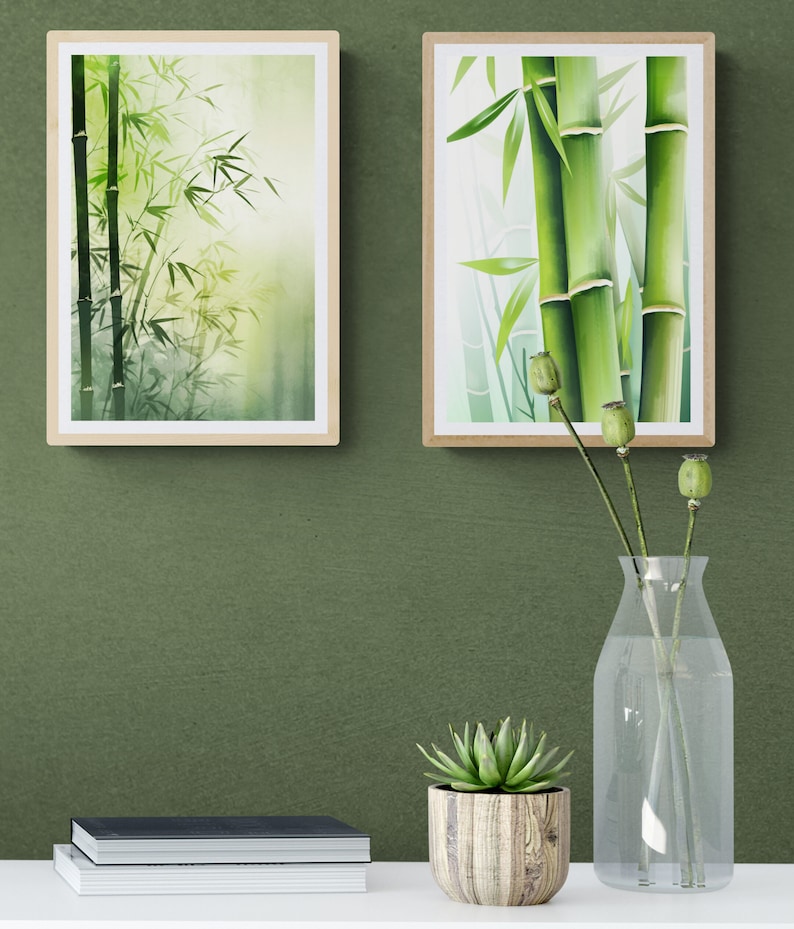 Bamboo Printable Poster Set of 2 Bamboo Painting Botanical Wall Art ...