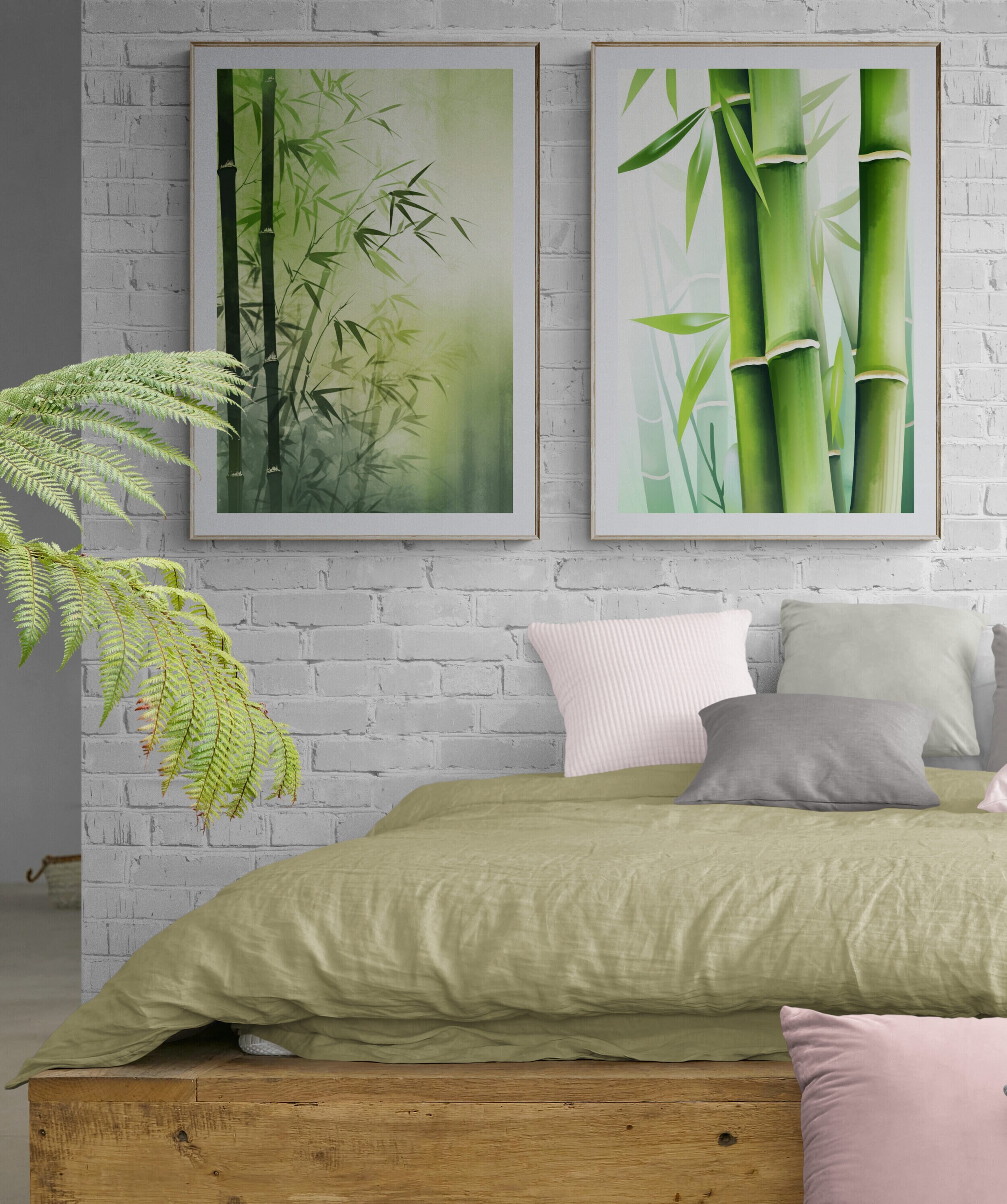 Bamboo Printable Poster Set of 2 Bamboo Painting Botanical Wall Art ...