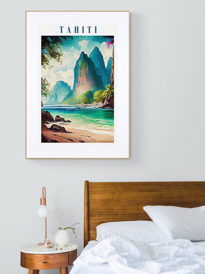 Digital Download Tahiti Poster Art Print Tropical Wall Decor - Etsy