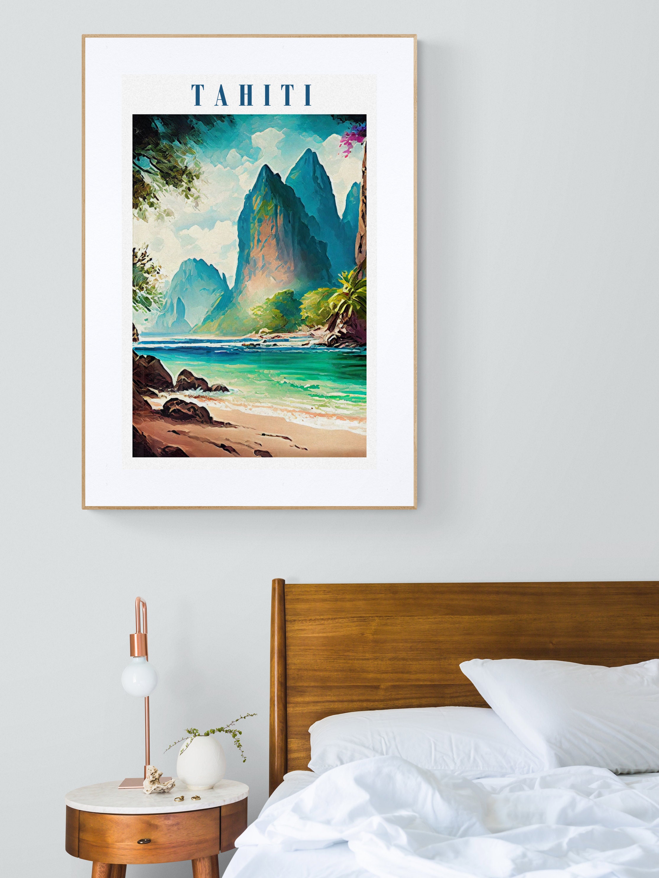 Digital Download Tahiti Poster Art Print Tropical Wall Decor Travel ...