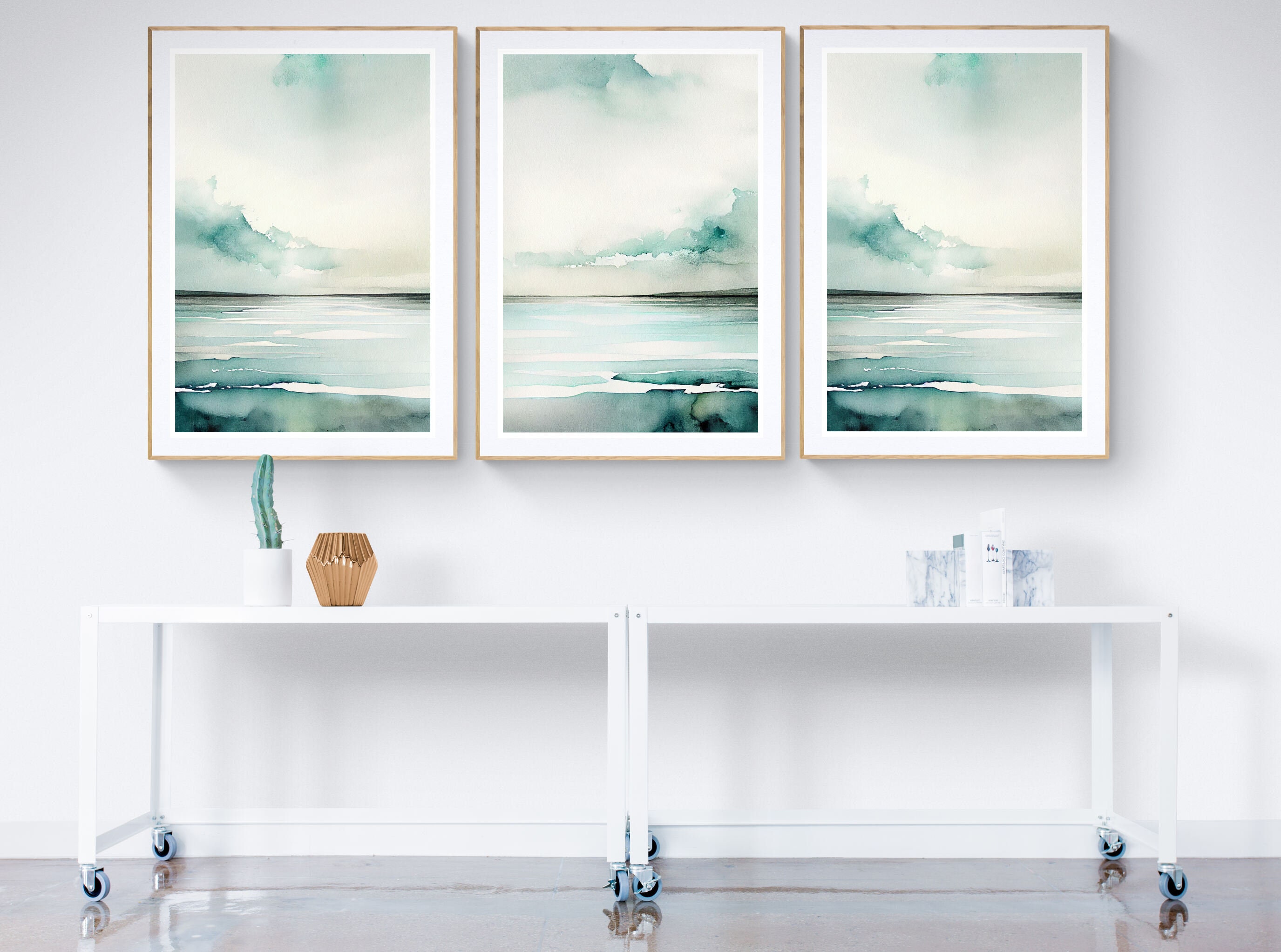 Ocean Triptych Wall Art Beach Prints Set of 3 Minimalist Ocean - Etsy