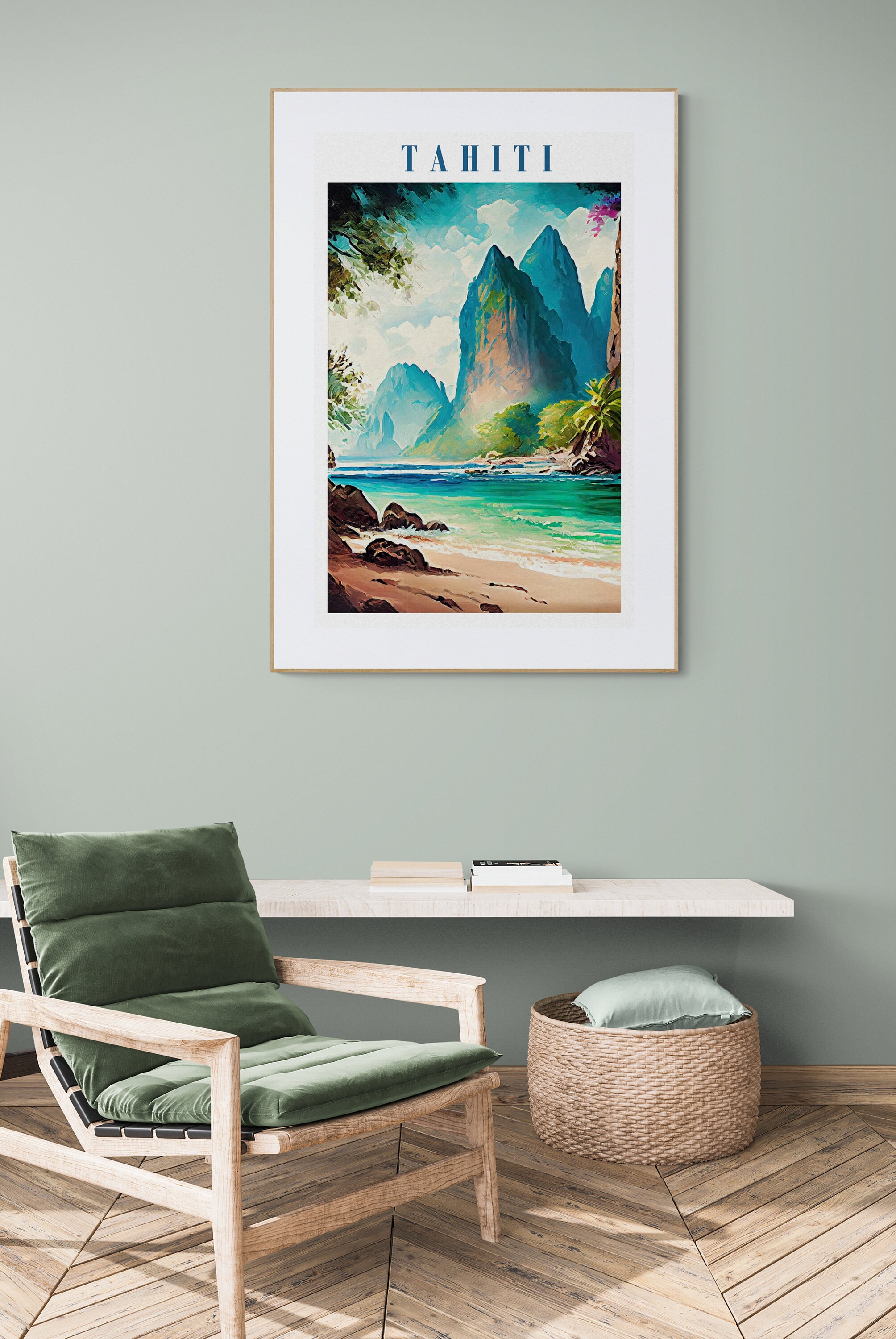 Digital Download Tahiti Poster Art Print Tropical Wall Decor Travel ...