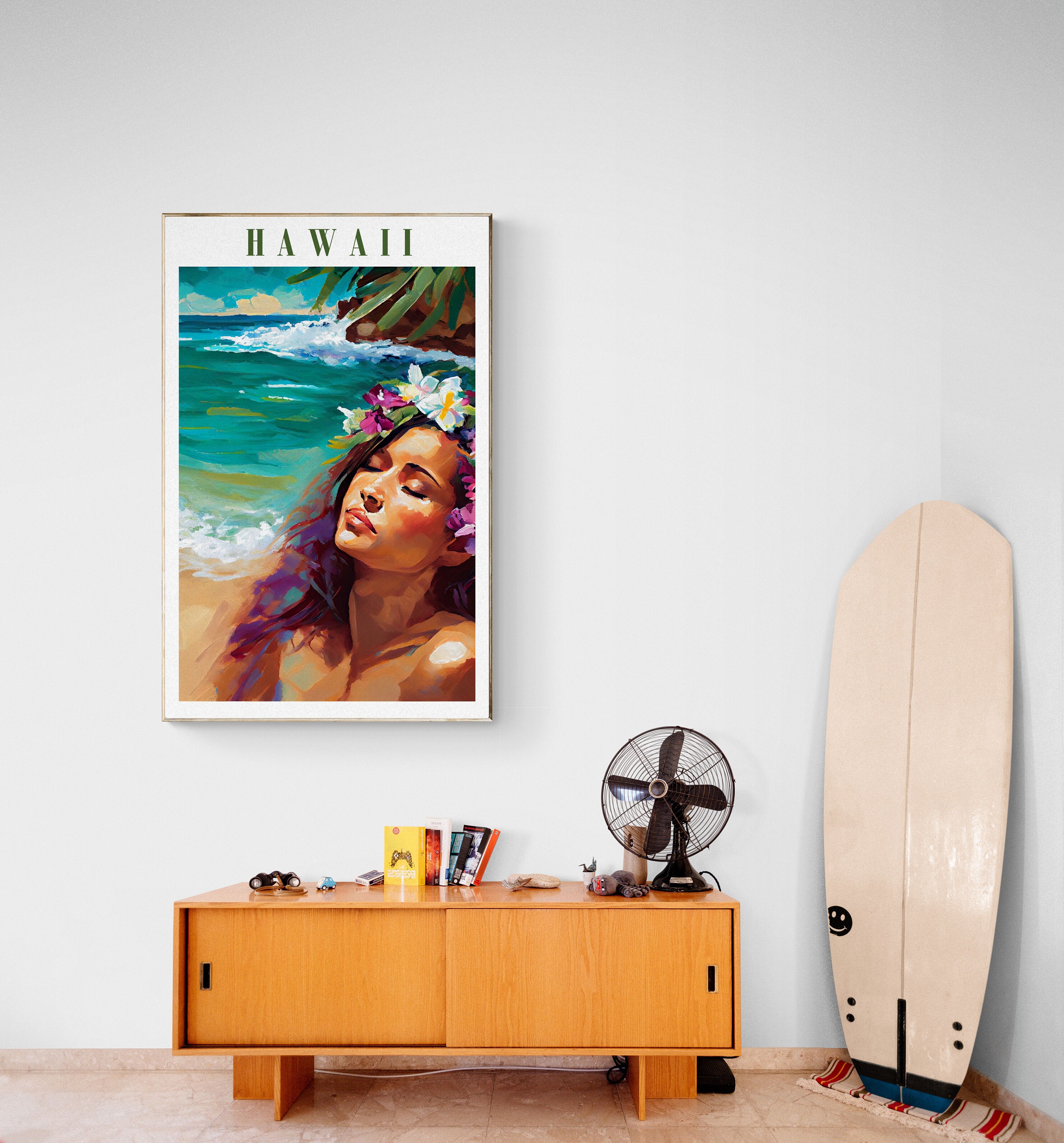 Hawaii Digital Hula Girl Print Hawaii Room Decor Tropical - Etsy