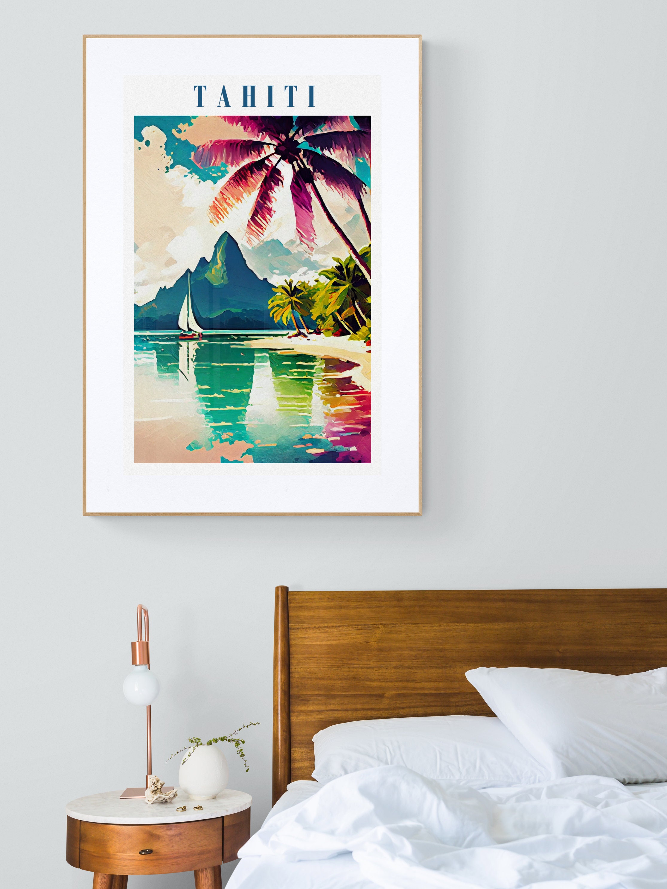Digital Download Tahiti Poster Art Print Tropical Wall Decor Travel ...
