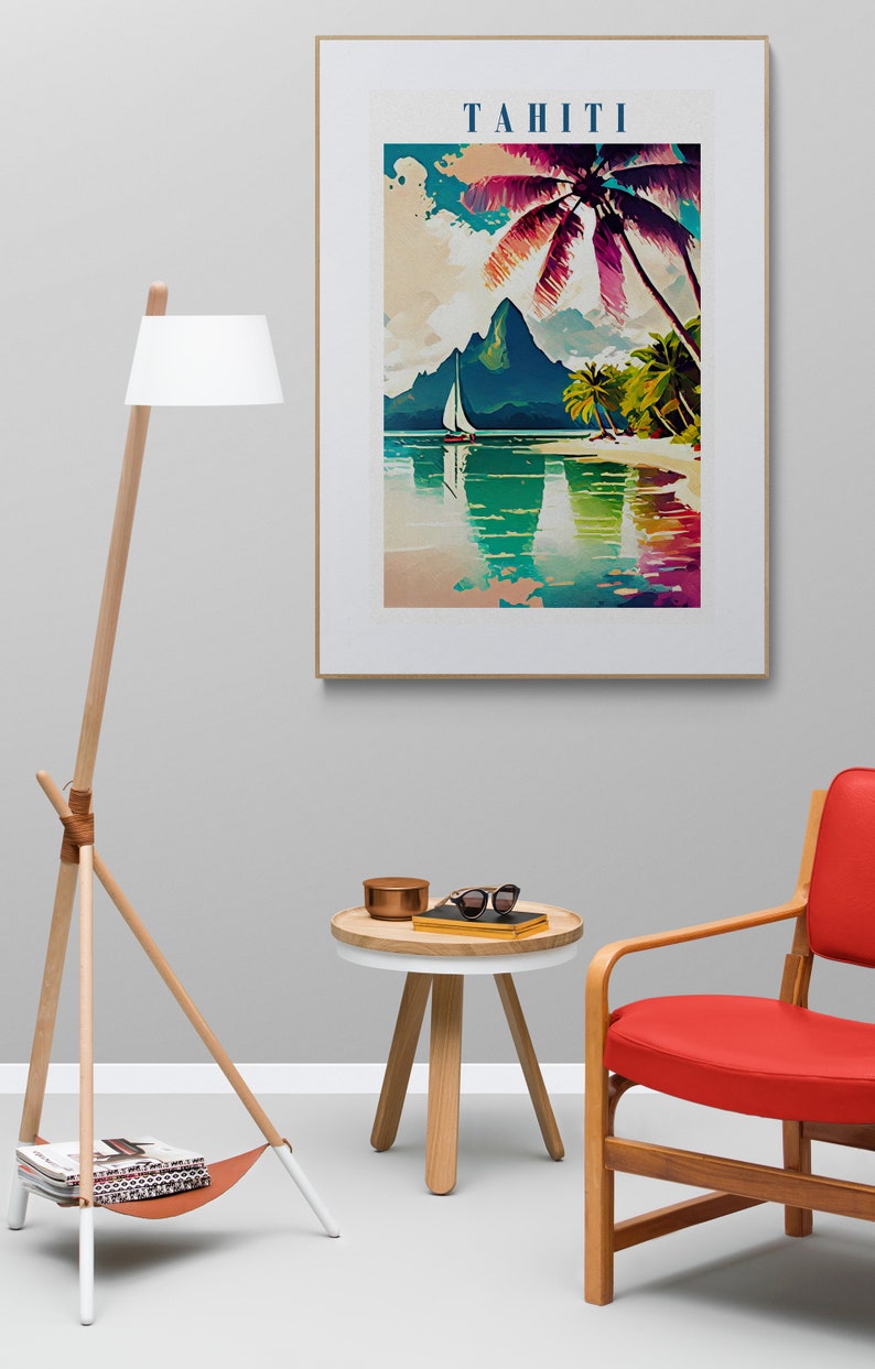 Digital Download Tahiti Poster Art Print Tropical Wall Decor Travel ...