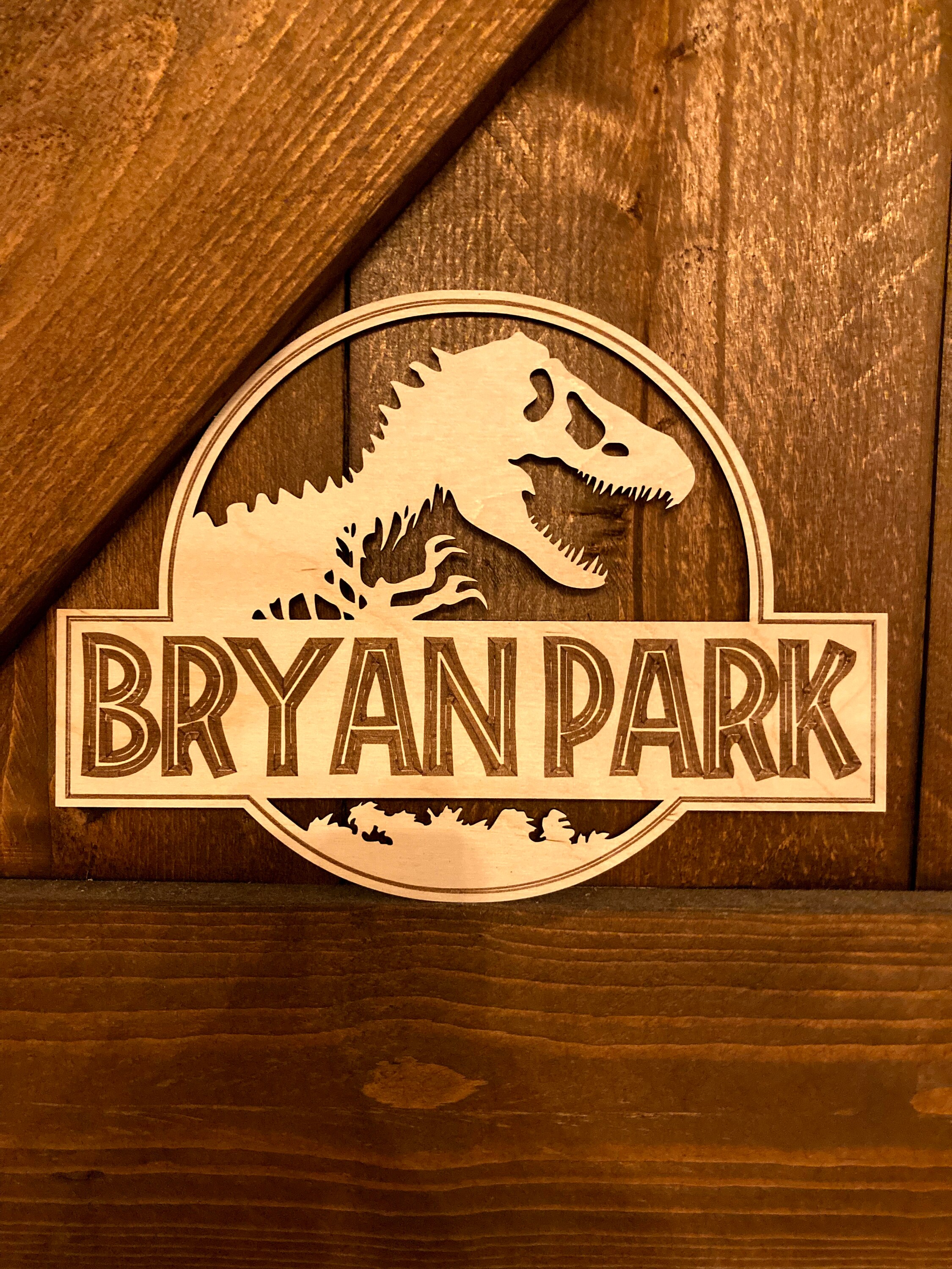 Jurassic Park Sign Jurassic World Sign Custom Name Text Etsy