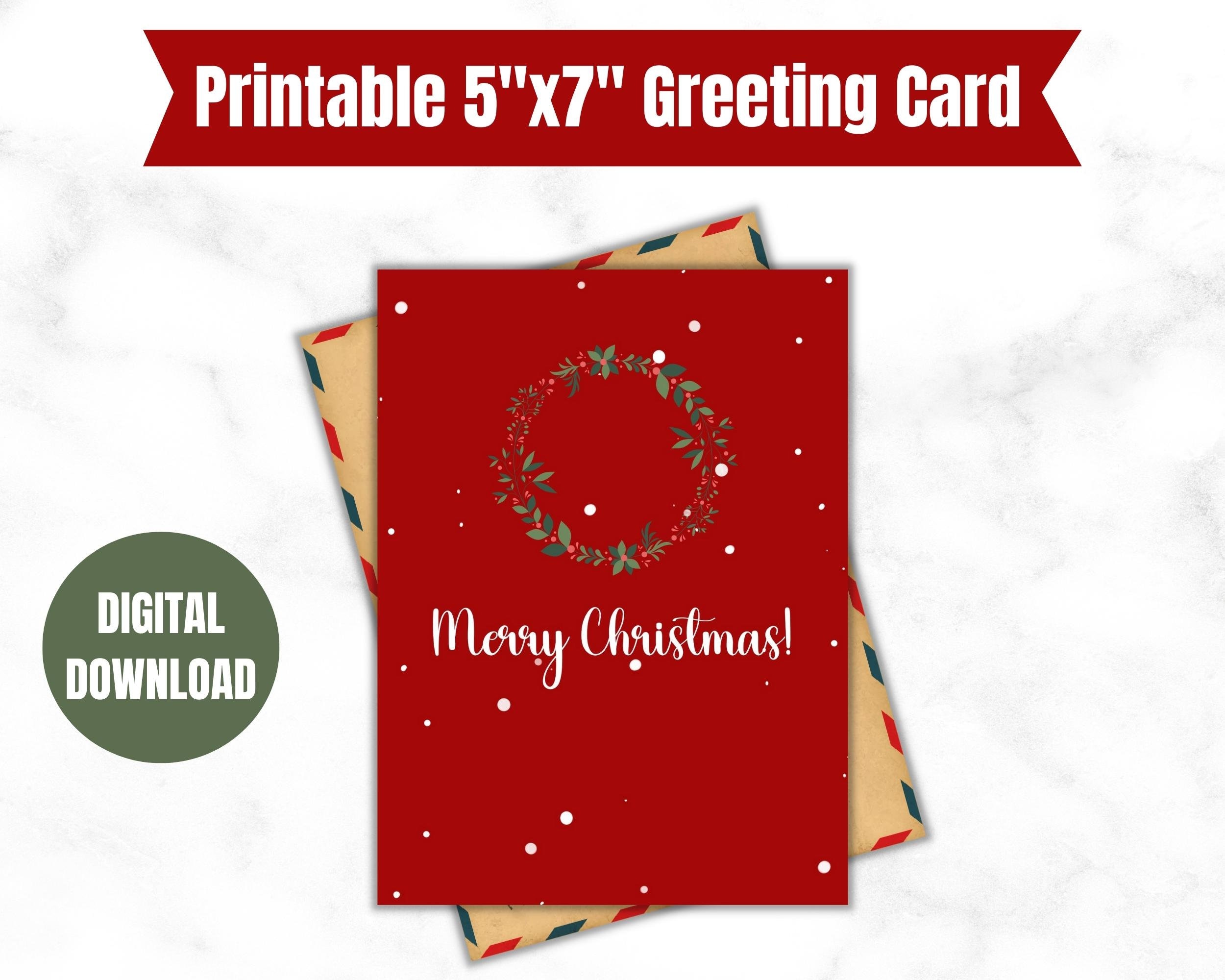Printable Merry Christmas Card for the Holidays, Minimalist Greeting ...