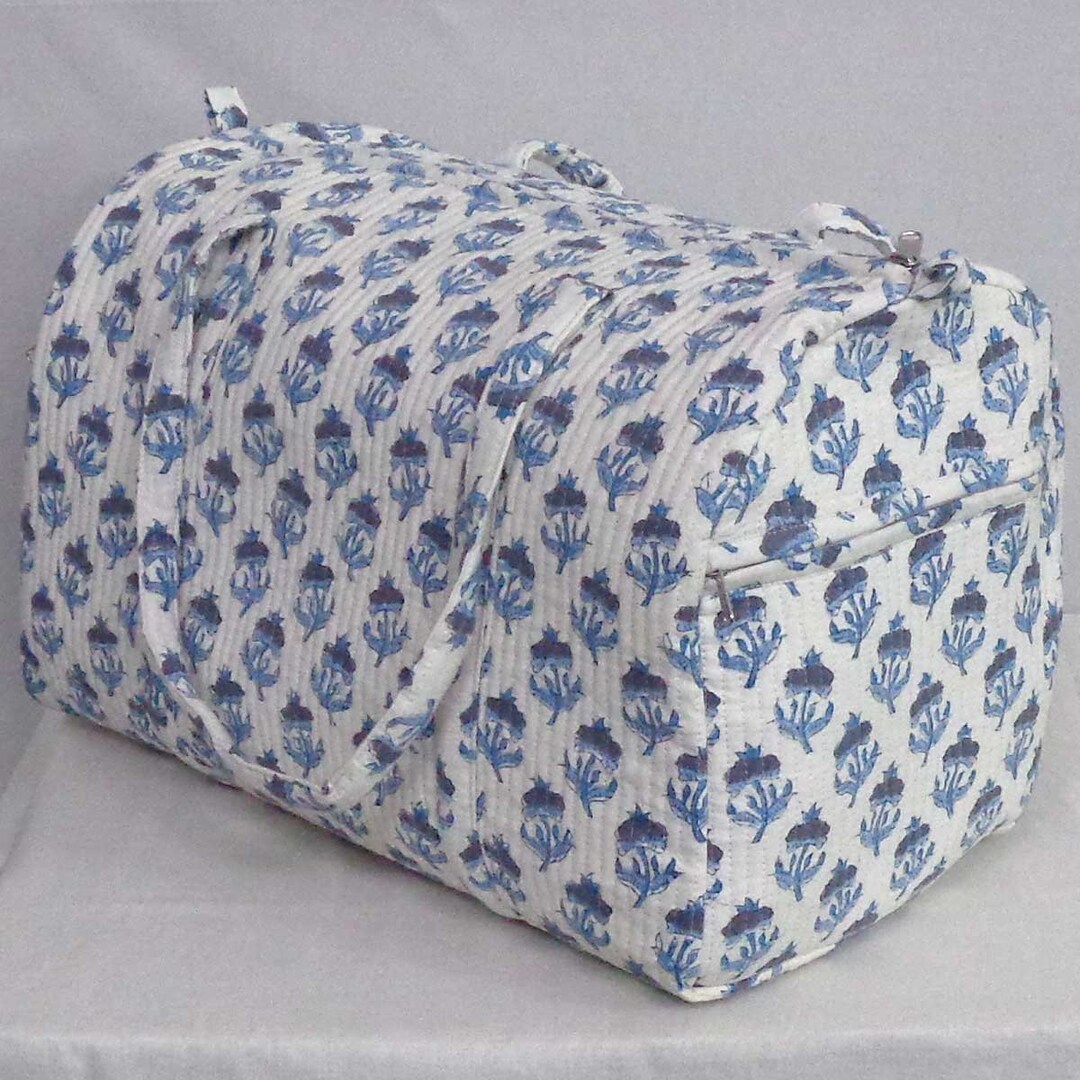 Marigold Teal Weekend Bag | Cotton Travel Bag, Duffle Bag, Weekend Bag ...