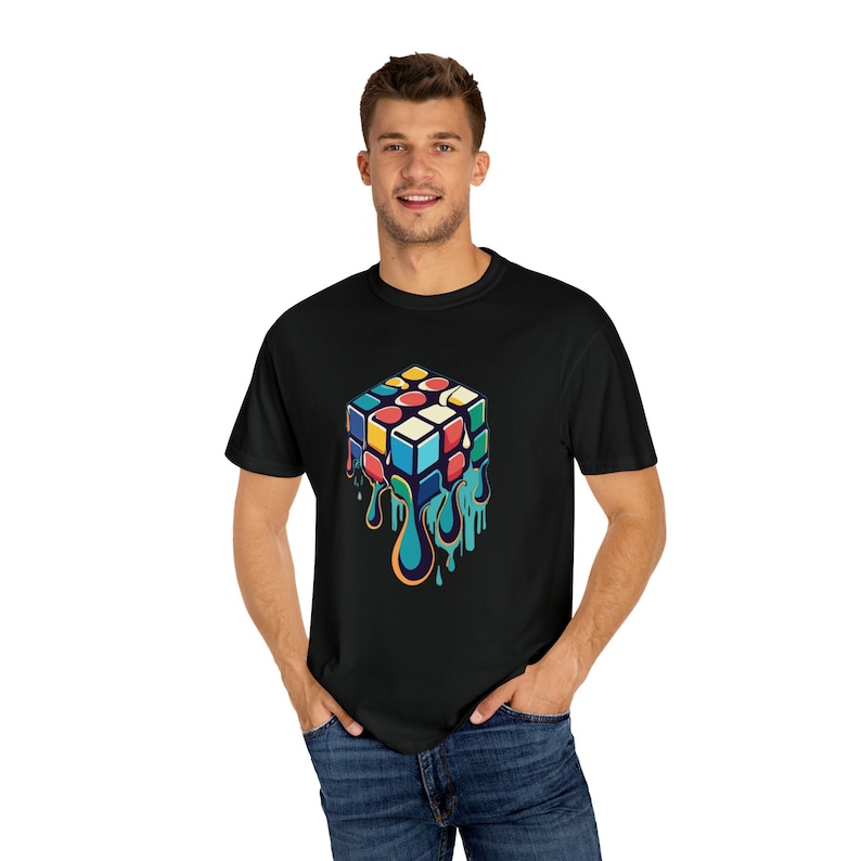 Unique Melting Cube Pattern Tee Puzzle Lover's Shirt Geometric Design ...