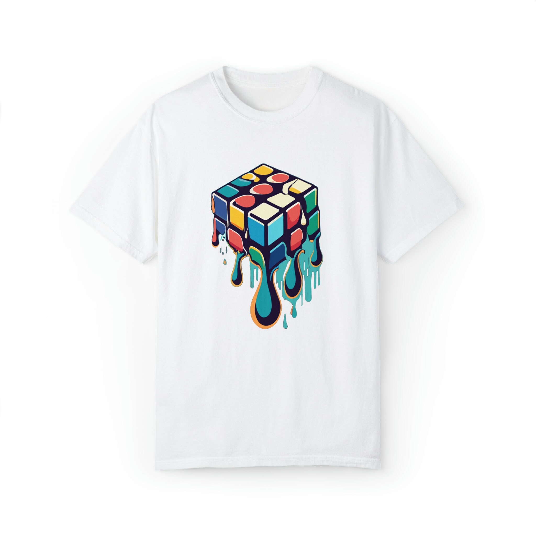 Unique Melting Cube Pattern Tee Puzzle Lover's Shirt Geometric Design ...