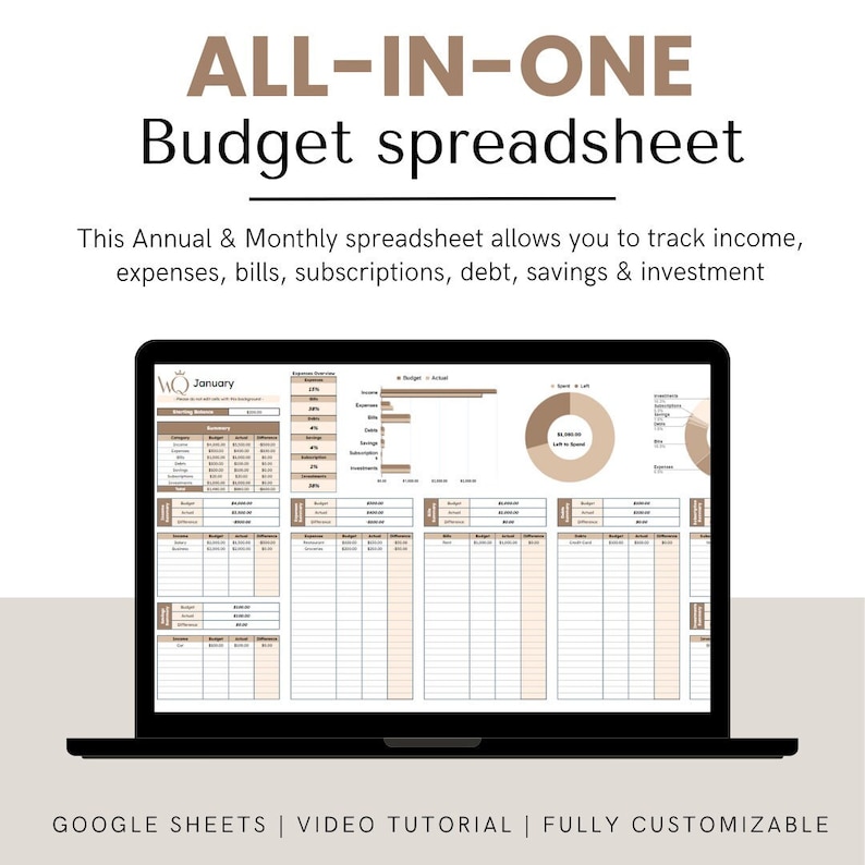 All-in-one Budget Spreadsheet | Customizable Google Sheets Template ...