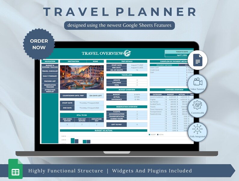 Ultimate Travel Planner Google Sheets | Trip Planner, Travel Budget ...