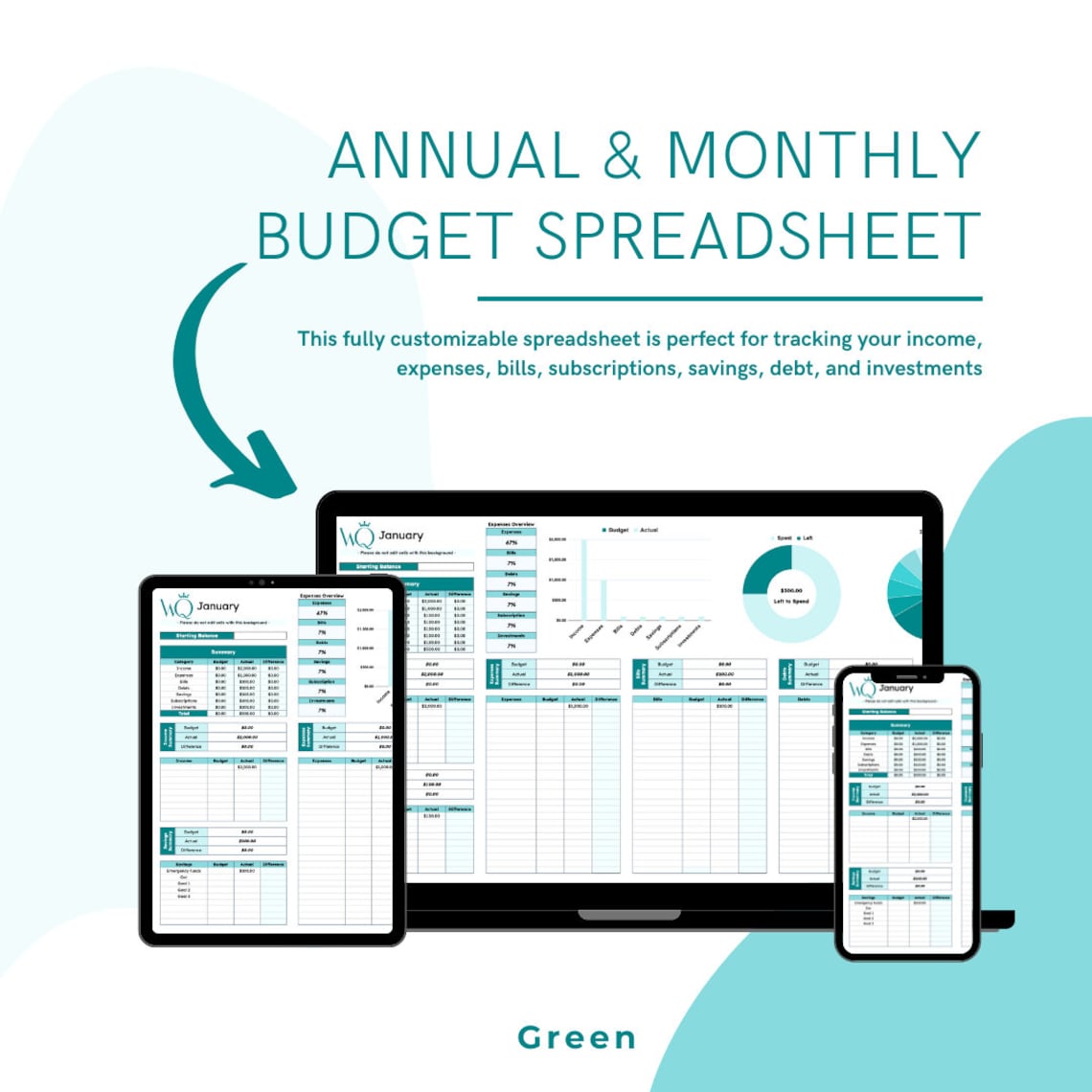 All-in-one Budget Spreadsheet | Customizable Google Sheets Template ...