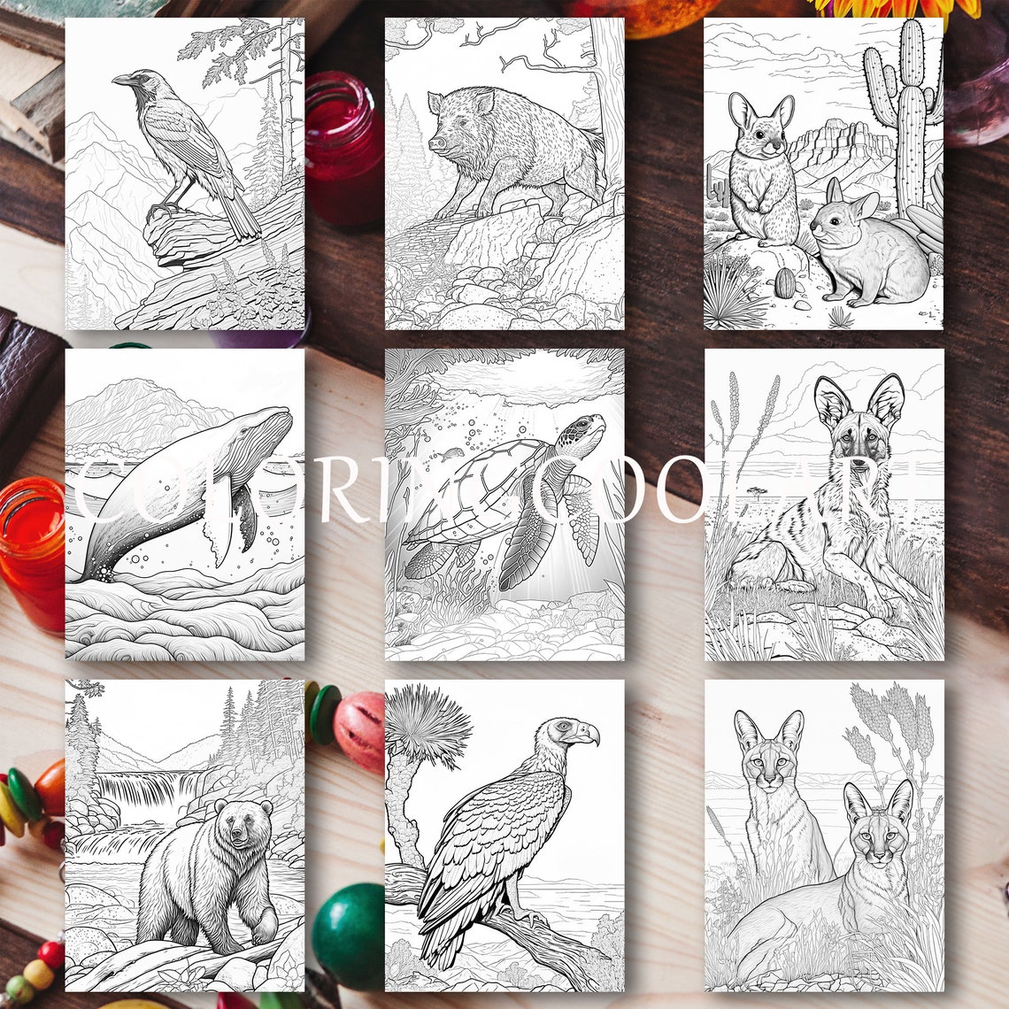 25 Animal Kingdom Coloring Pages for Adults, Kids, Instant Download ...