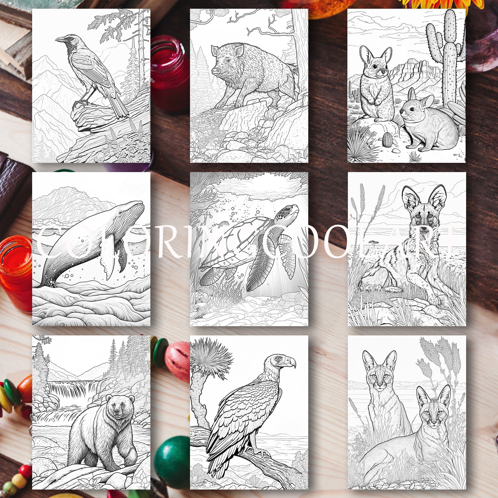 25 Animal Kingdom Coloring Pages for Adults, Kids, Instant Download ...