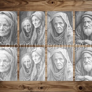 25 Lonely Old People Angels Grayscale Coloring Pages for Adults ...