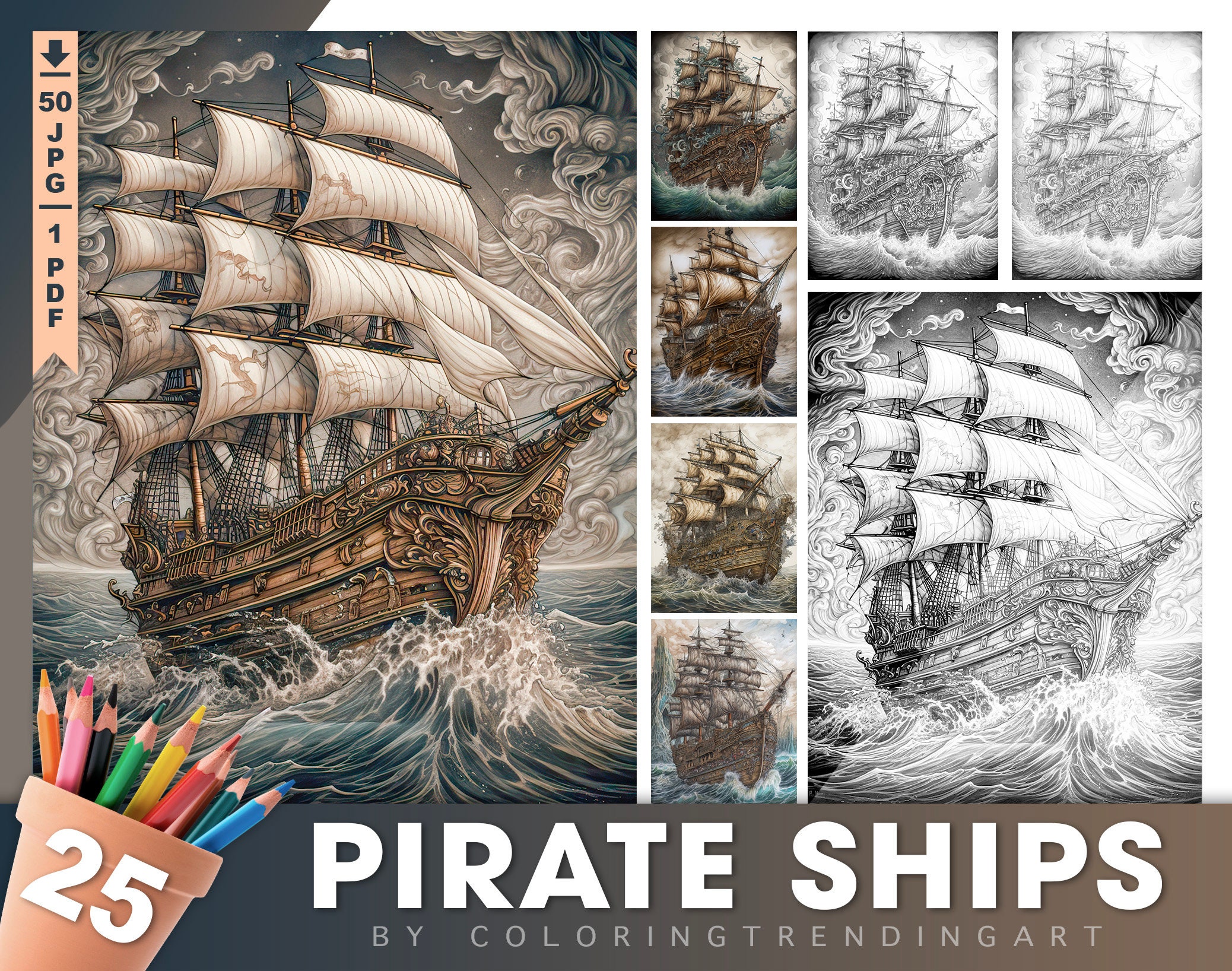 Sunken Pirate Ship Coloring Pages