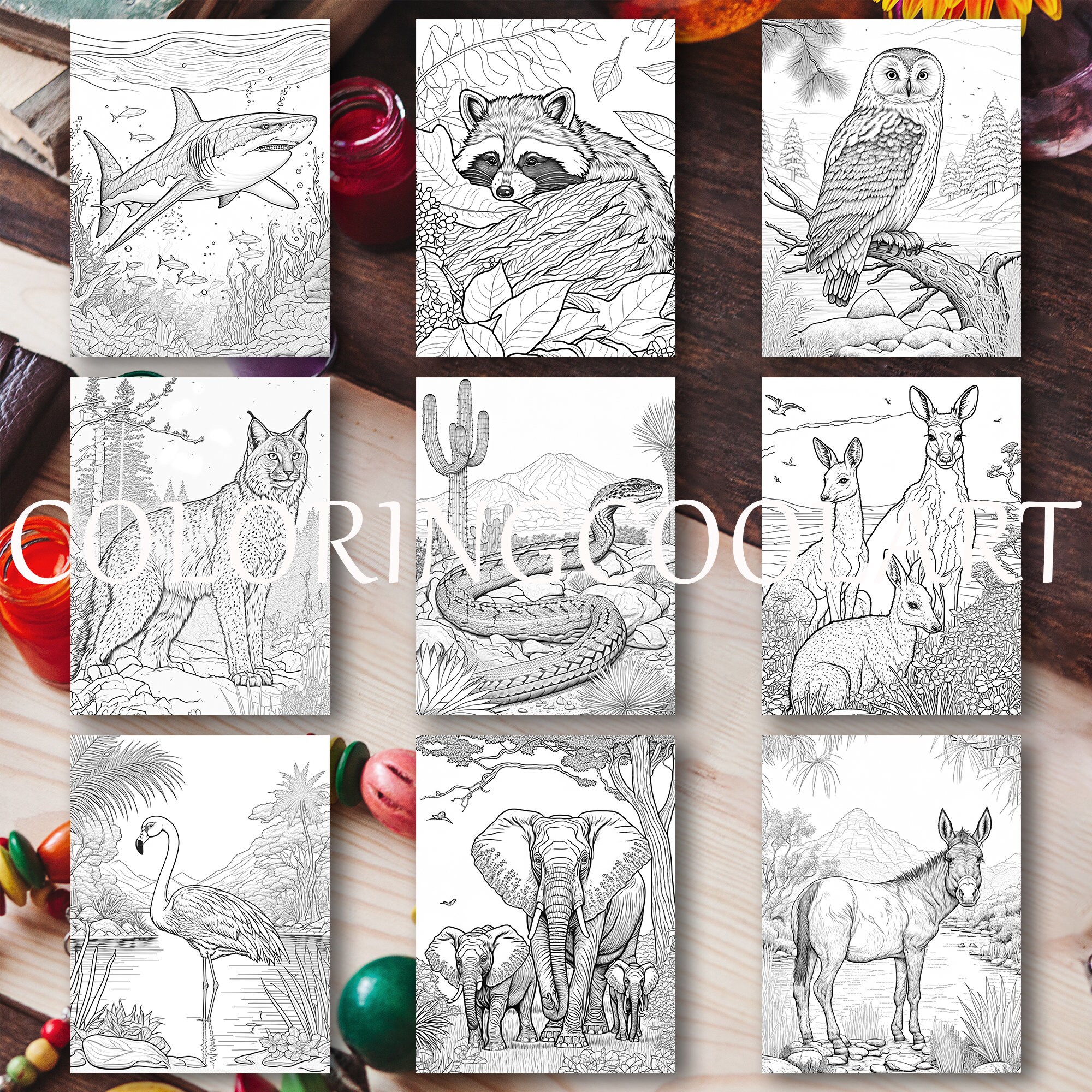 25 Animal Kingdom Coloring Pages for Adults, Kids, Instant Download ...