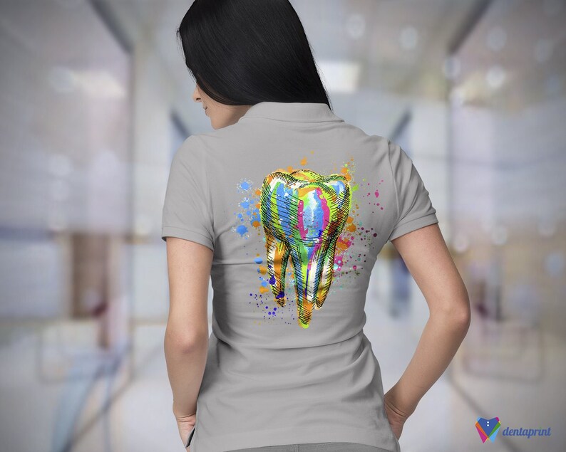 Custom Dental Art Apparel Women's Polo Shirt With High Quality Dental ...