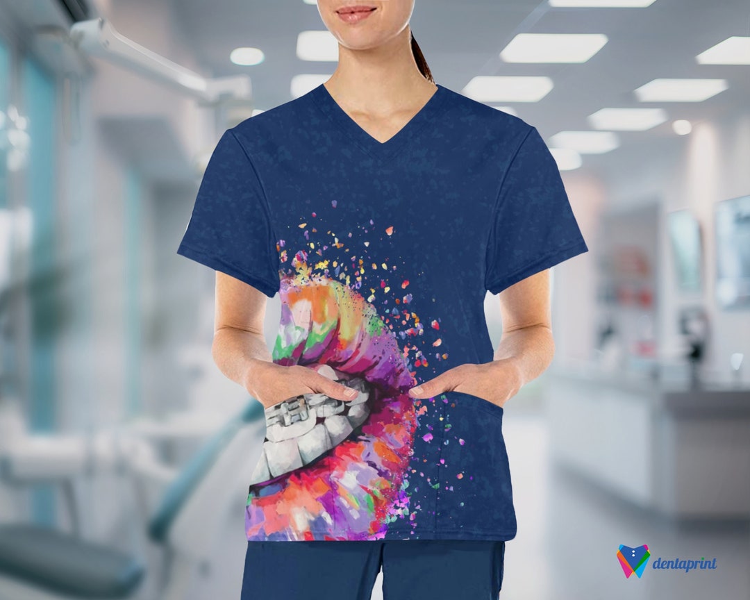 Artistic Dental Scrub Top Unique Medical Uniform for Stylish Dentist ...