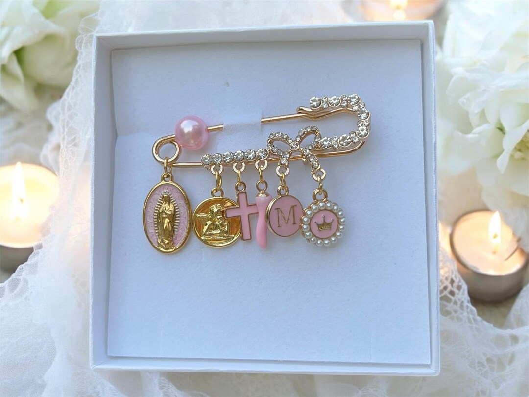 Baby Keepsake Pin, Baptism Christening Gift, Virgin Mary Cross Charm ...