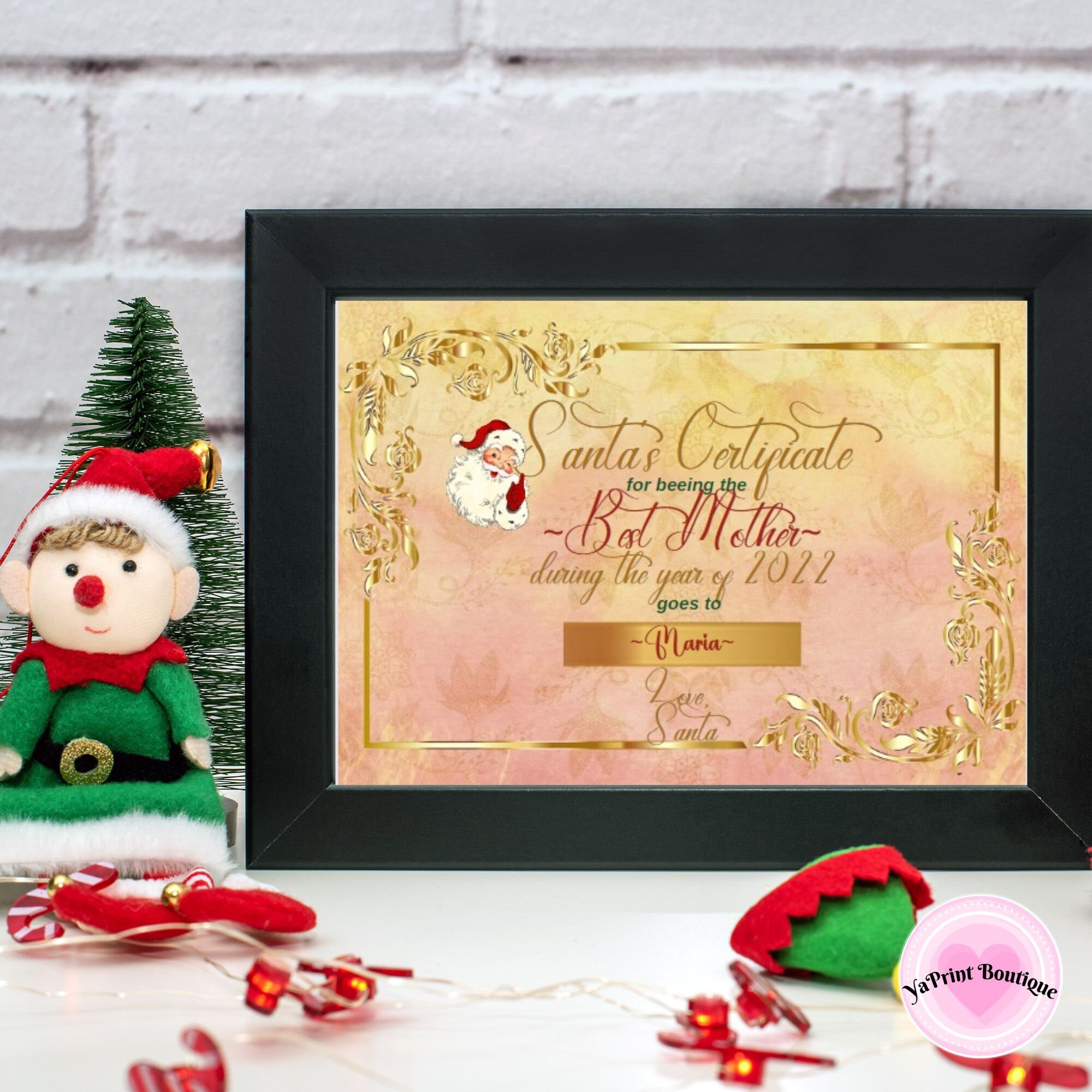 Editable Gold Vintage Santa's Certificate, Gift Certificate, Santa ...