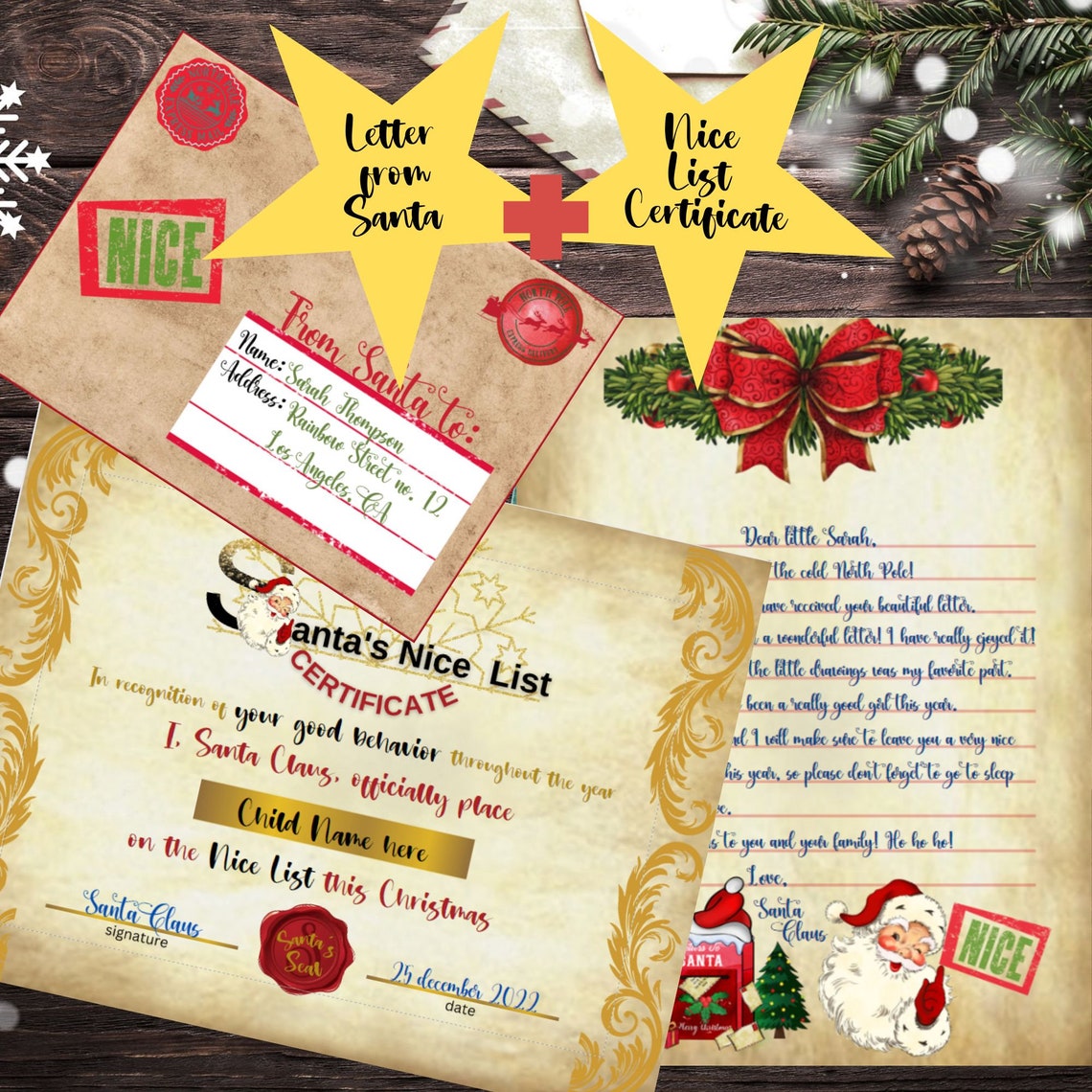 Santa Letter Kit, Editable Letter to & From Santa + Nice List ...