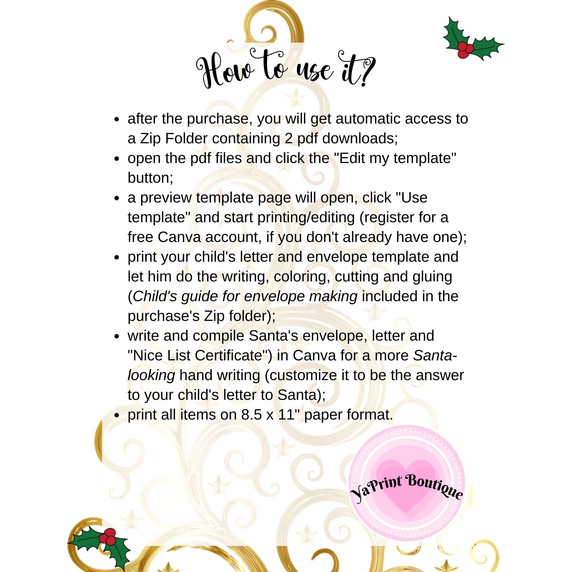 Santa Letter Kit, Editable Letter to & From Santa + Nice List ...