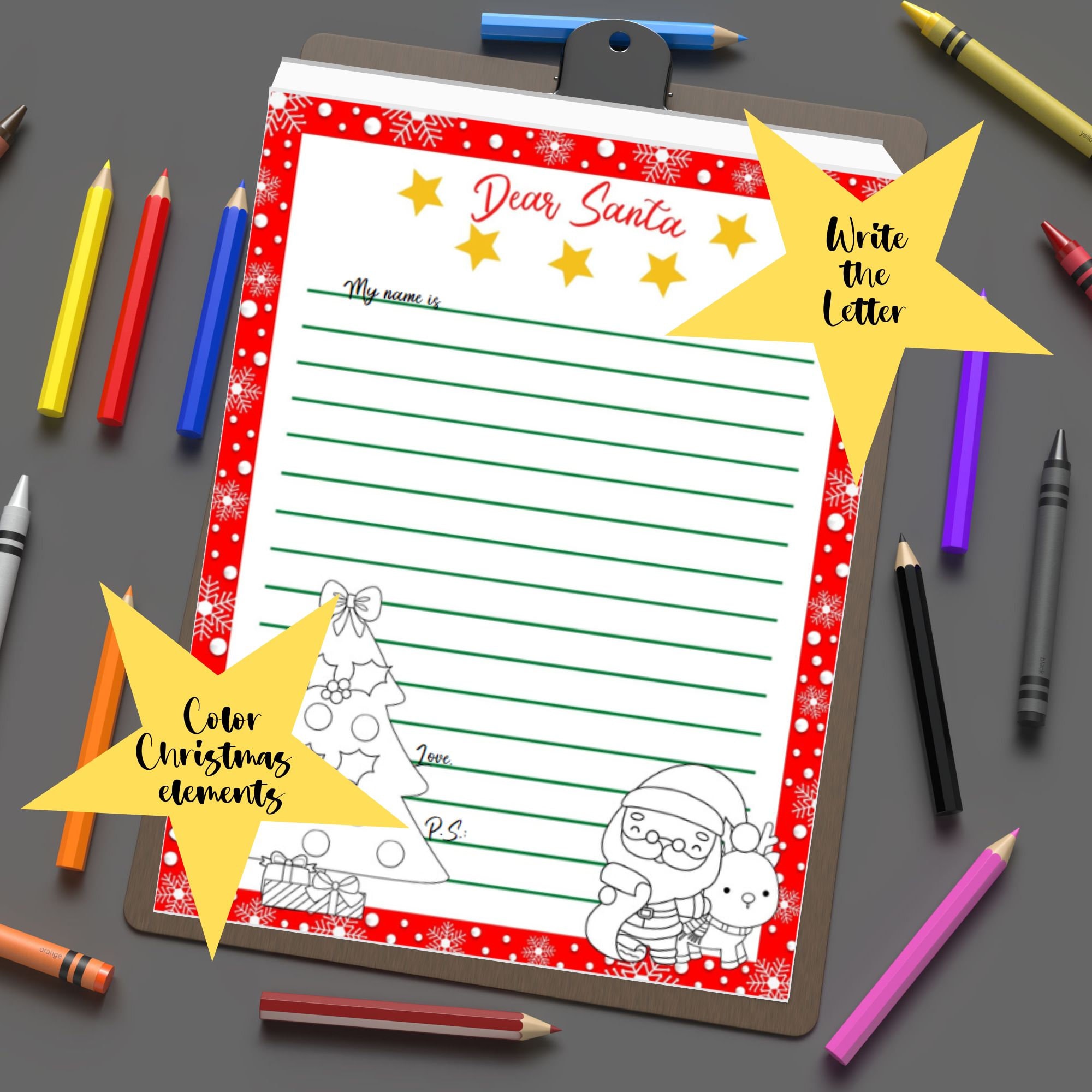 Santa Letter Kit, Editable Letter to & From Santa Nice List Certificate ...