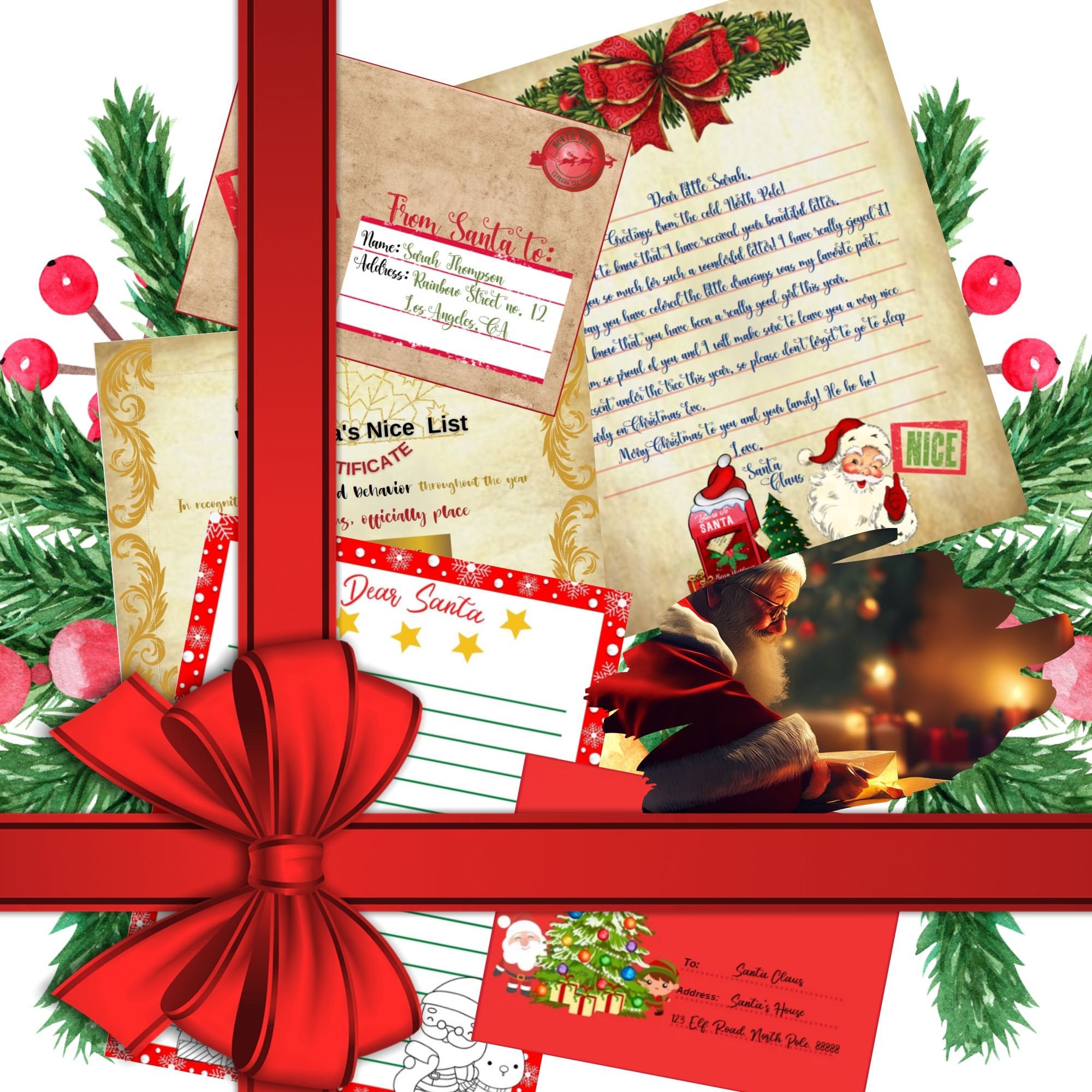 Santa Letter Kit, Editable Letter to & From Santa + Nice List ...