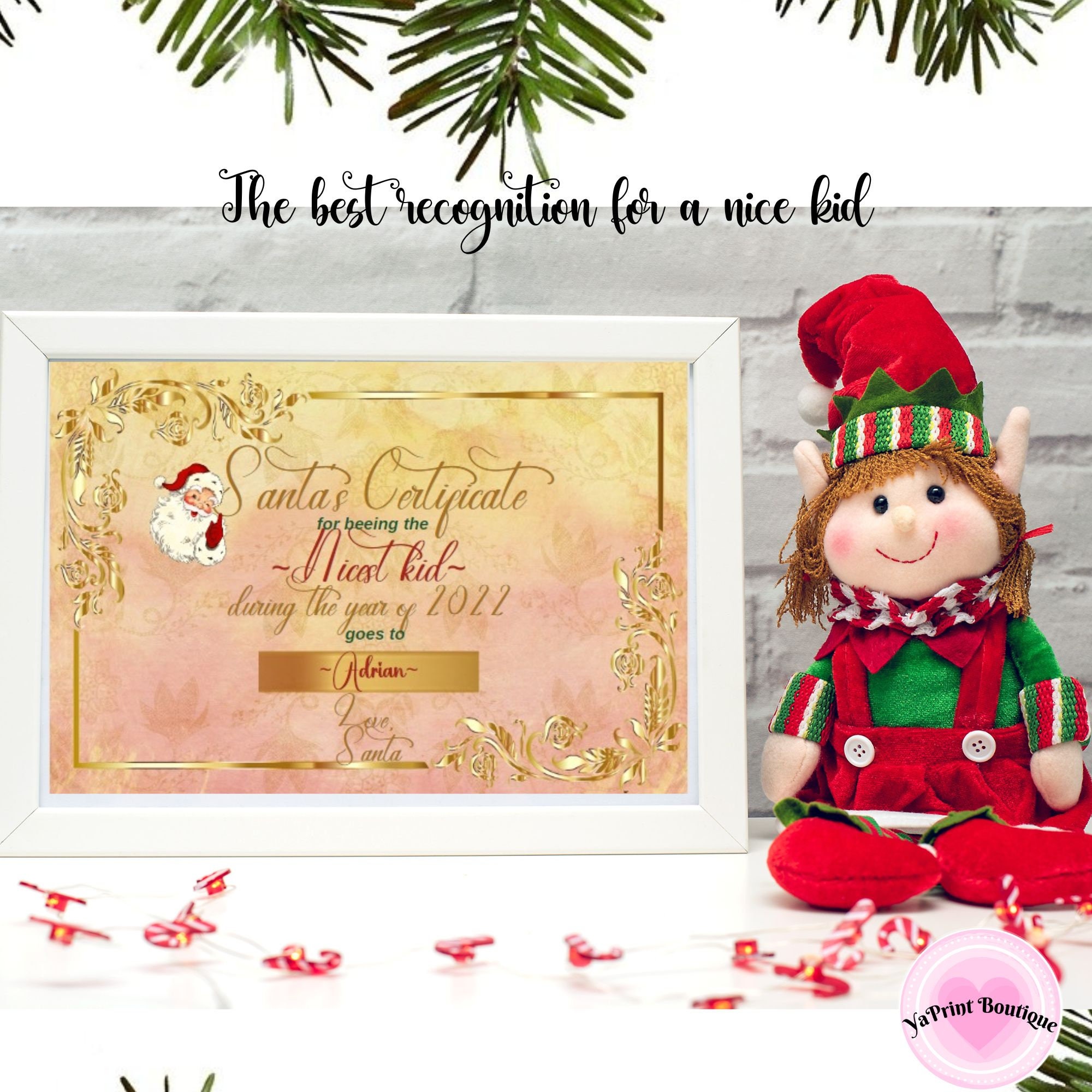 Editable Gold Vintage Santa's Certificate, Gift Certificate, Santa ...