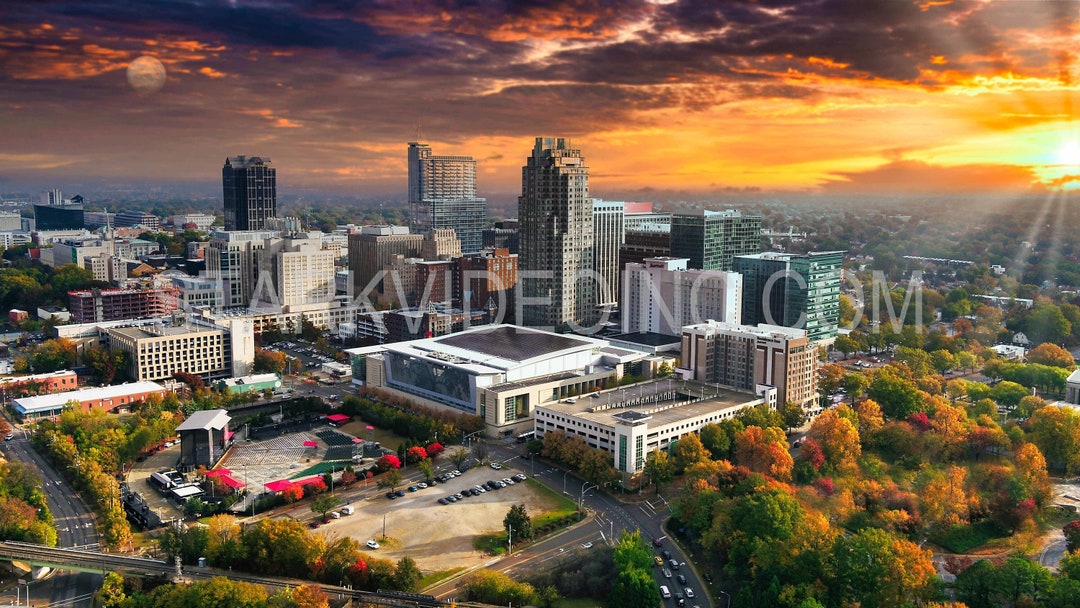 Aerial View of Downtown Raleigh North Carolina Sunrise for Home or ...
