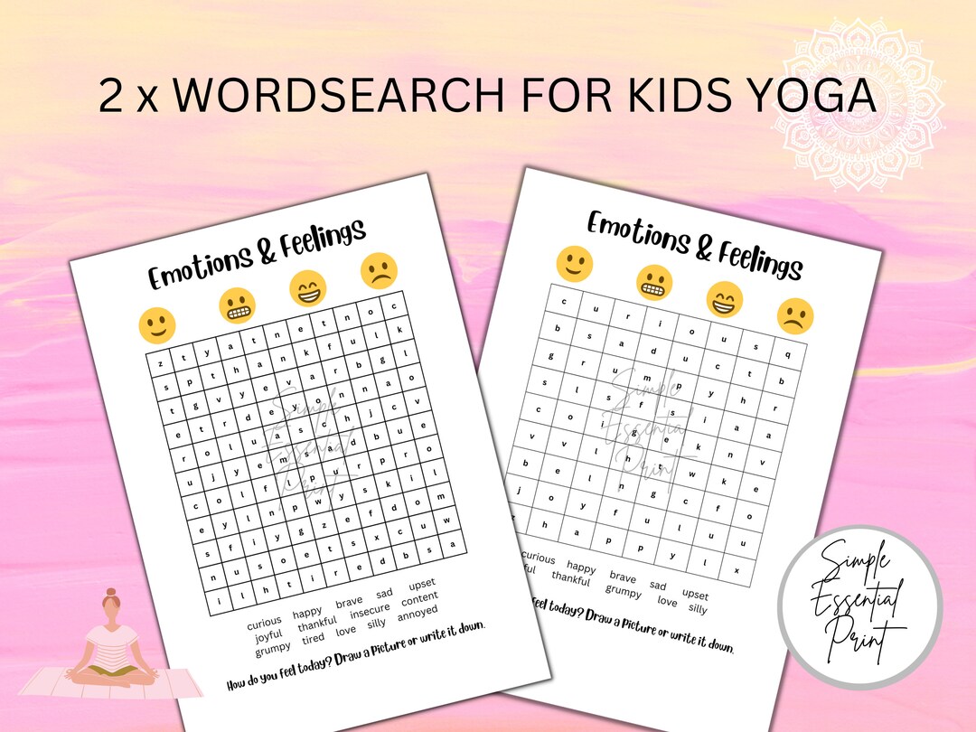 Kids Yoga Wordsearch X 2 Kids Yoga, Kids Yoga PDF, Kids Yoga Printables ...