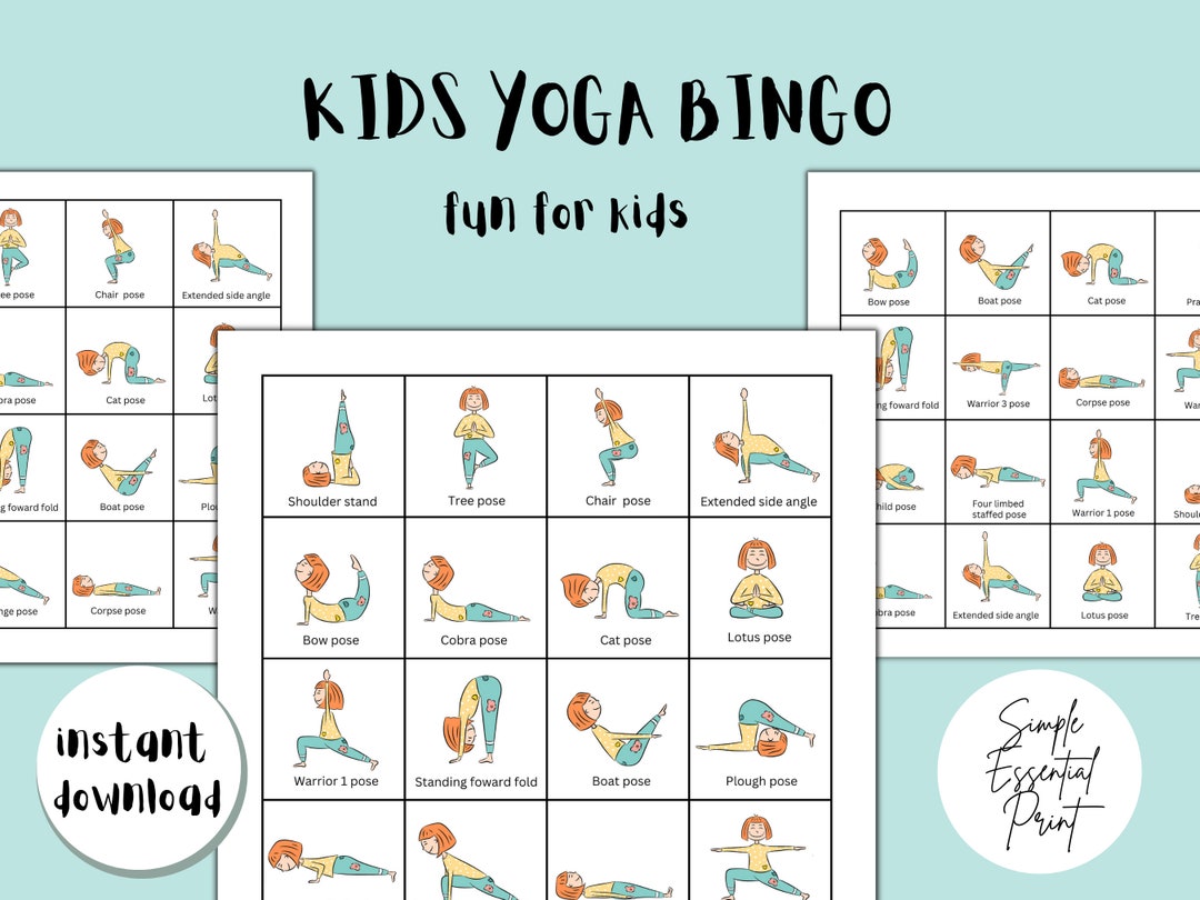Kids Yoga Bingo Card Game, Kids Yoga Game, Kids Yoga, Yoga Game, Kids ...