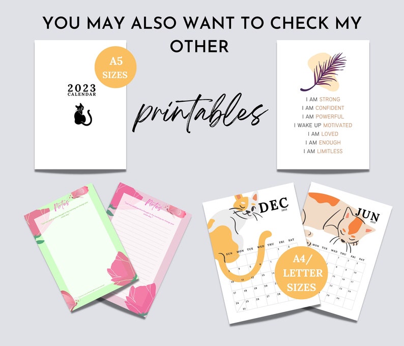 2023 Minimalist Quotes Calendar, Printable Vertical Pages Monthly in ...