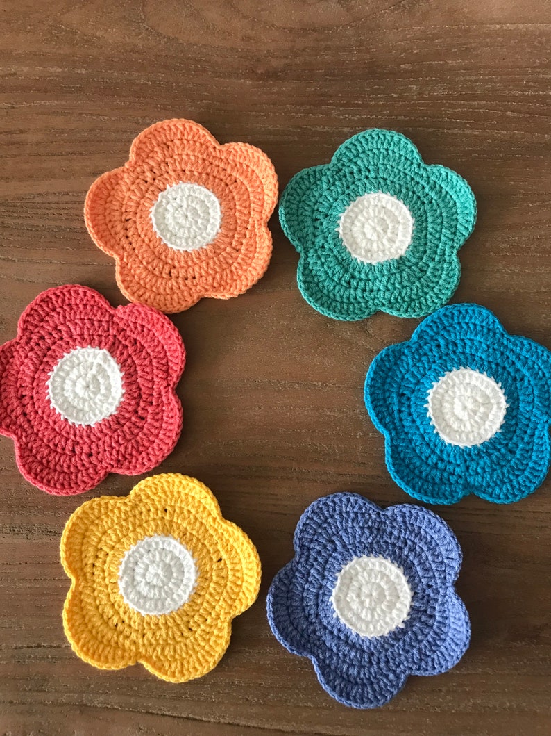 Handmade Floralar Crochet Coasters Set of 6 - Etsy