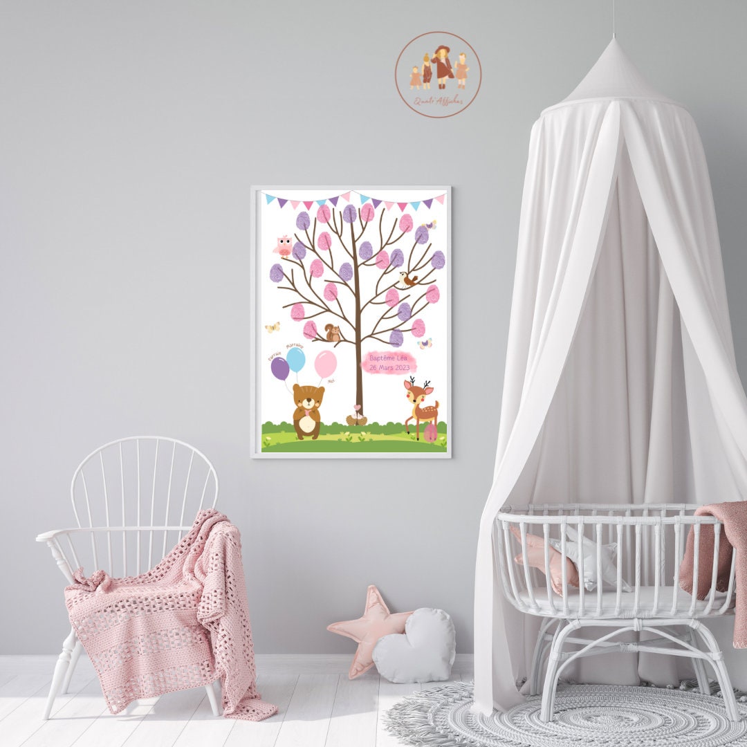 Personalized Fingerprint Tree, Birthday, Baby Shower, Baptism, Guest ...
