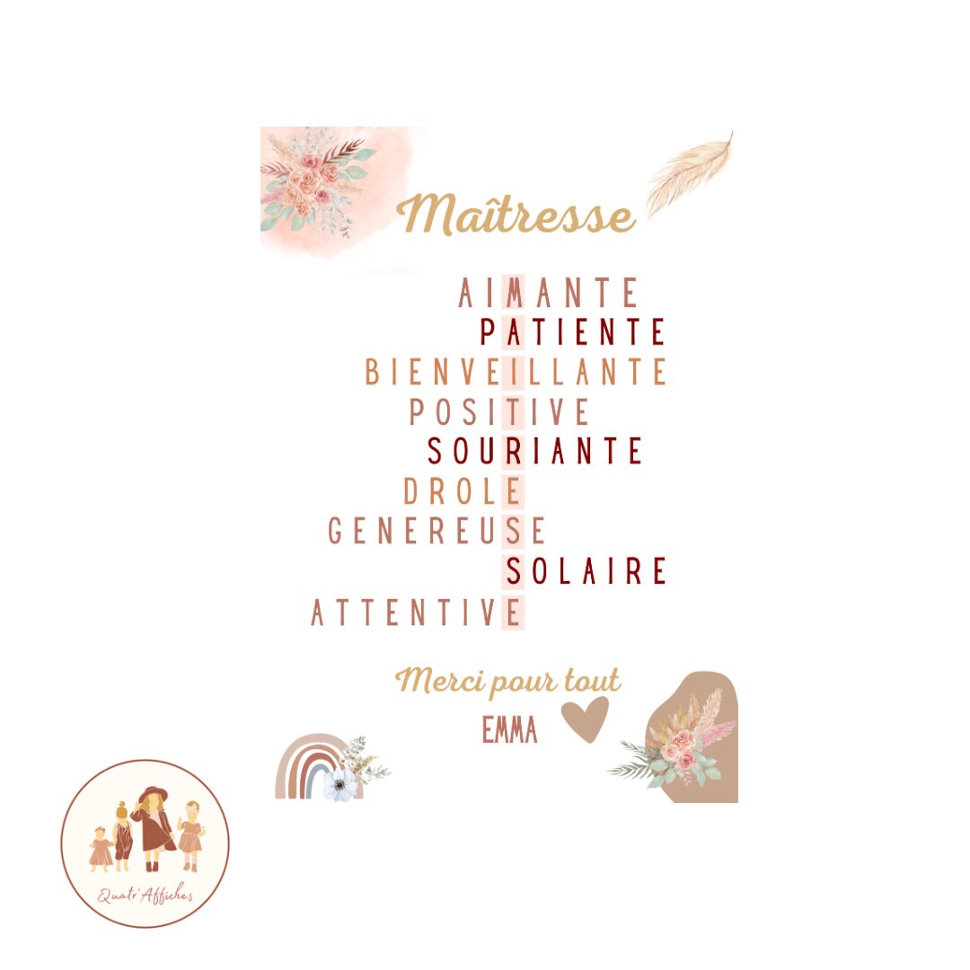 Personalized Teacher Scrabble Poster, Teacher Poster, Gift for Teacher ...