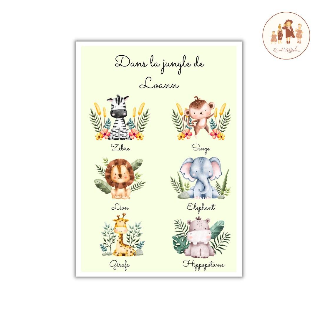 Jungle Animals Children's Decorative Poster - Etsy