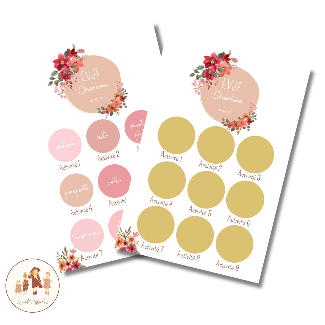 Carte programme evjf, carte personnalisée a gratter evjf,enterrement ...