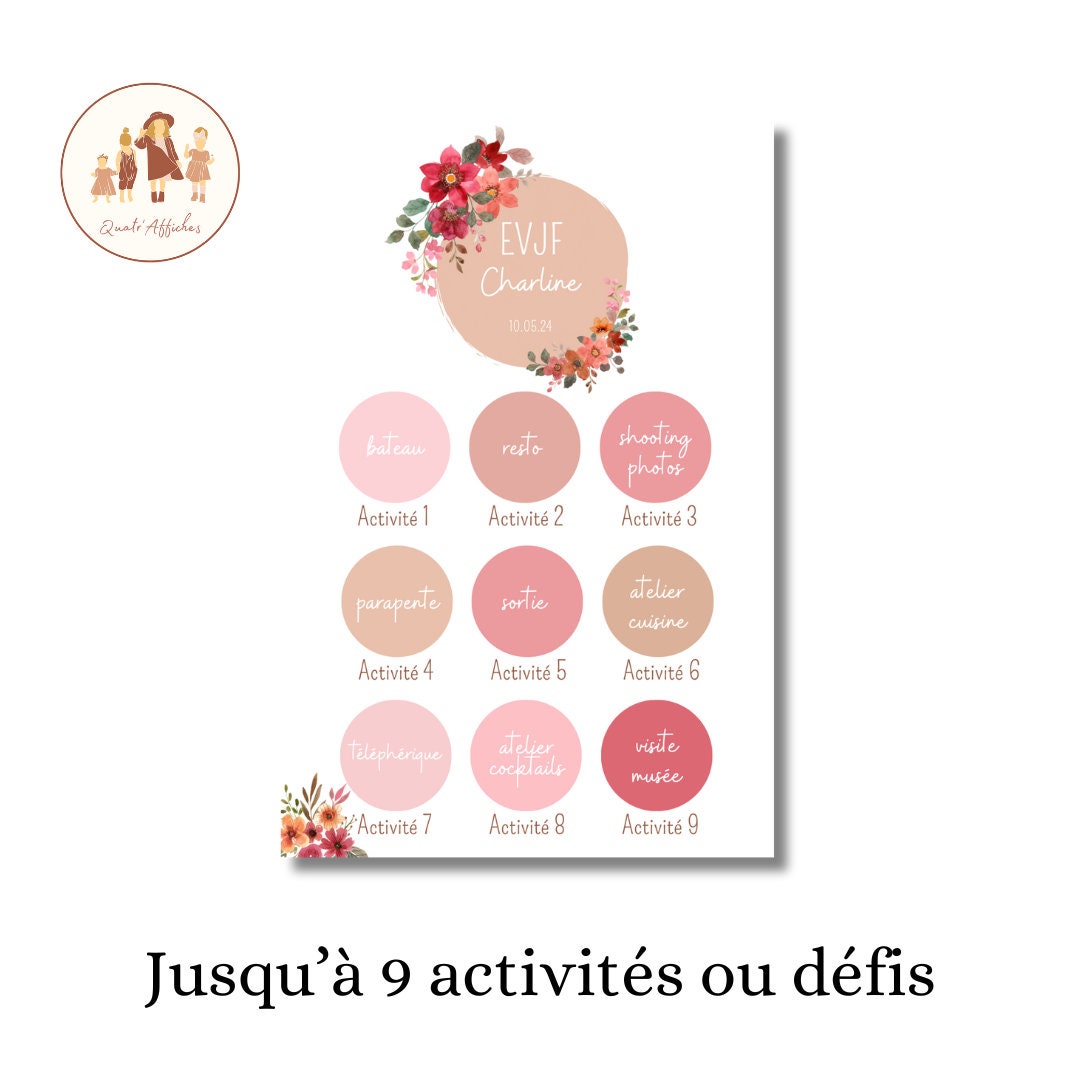 Carte programme evjf, carte personnalisée a gratter evjf,enterrement ...