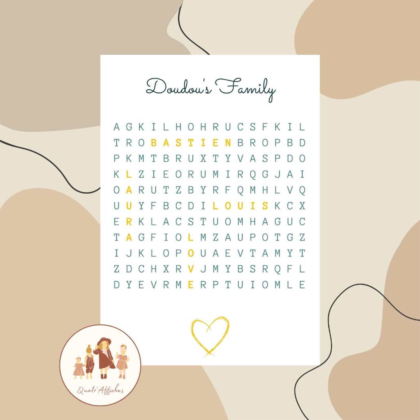 Personalized Family Jumble Poster, Family Poster, Family Poster, Jumble ...