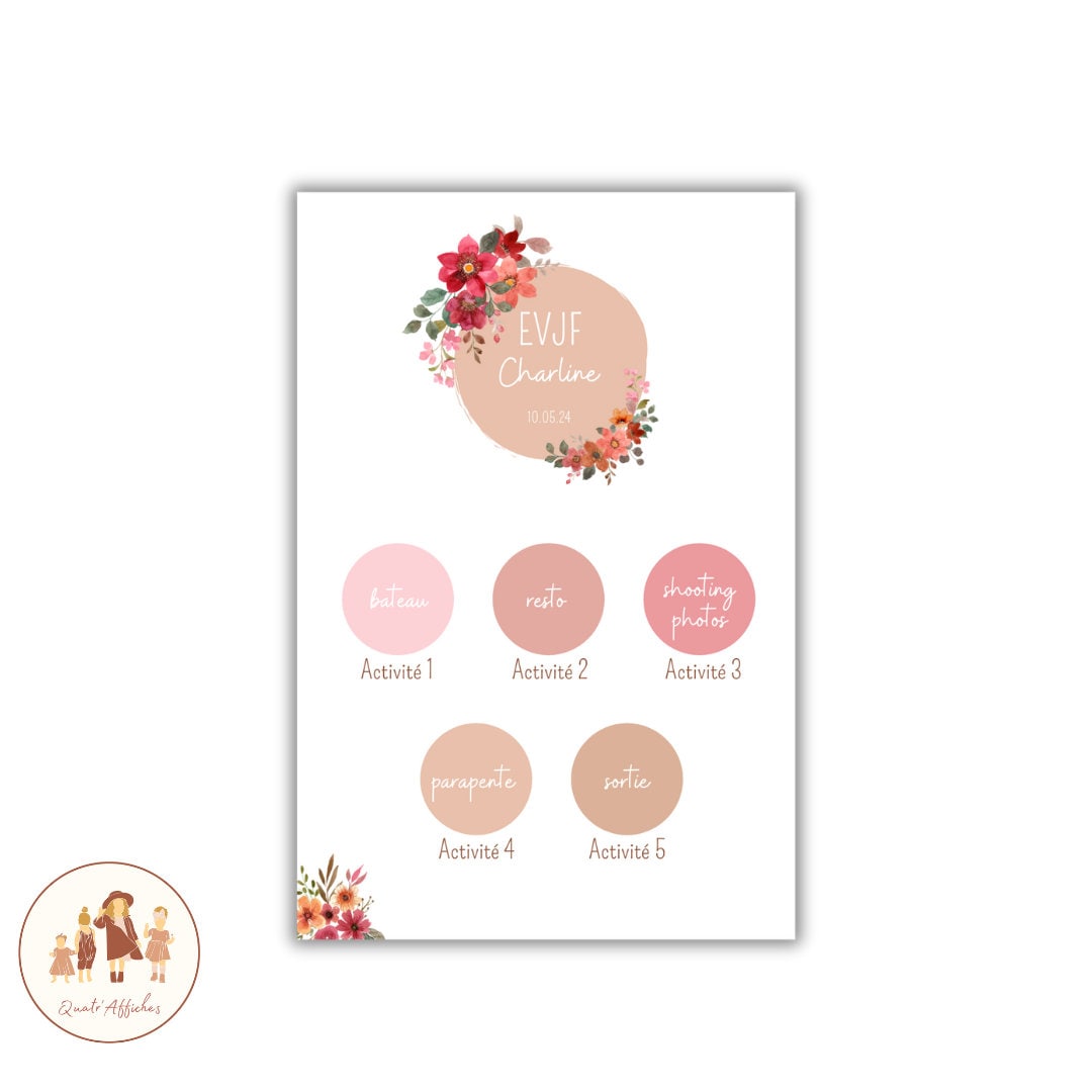 Carte programme evjf, carte personnalisée a gratter evjf,enterrement ...