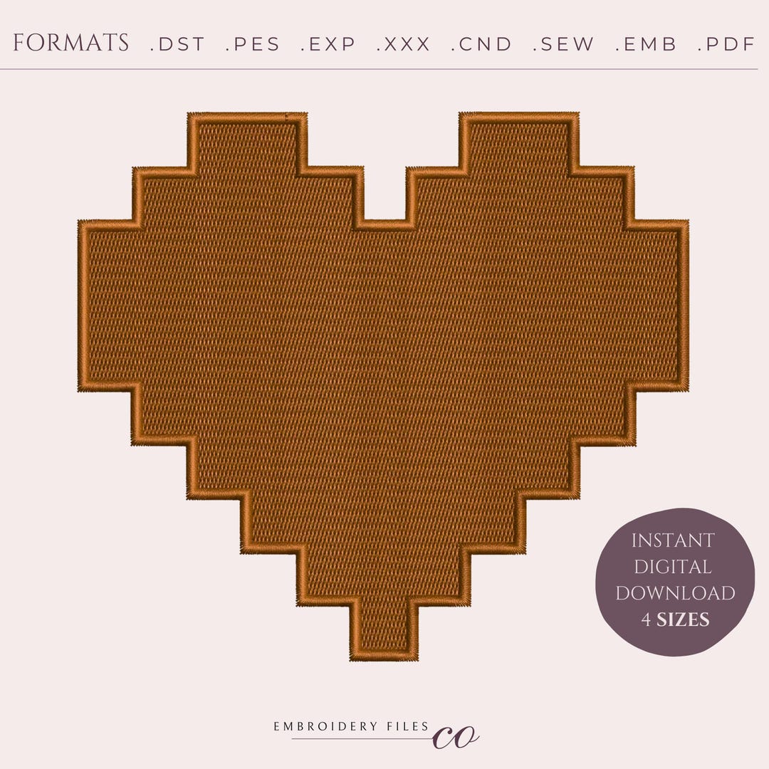 Heart Embroidery Designs: 4x4, 5x7 Hoop (PES, DST Files) (digital ...