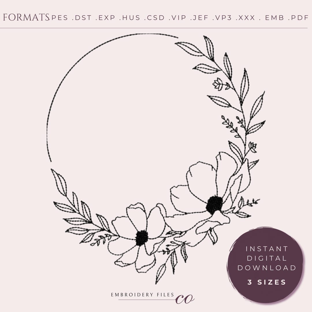 Flowers Embroidery Designs. Monogram Floral Frame Embroidery. Floral ...